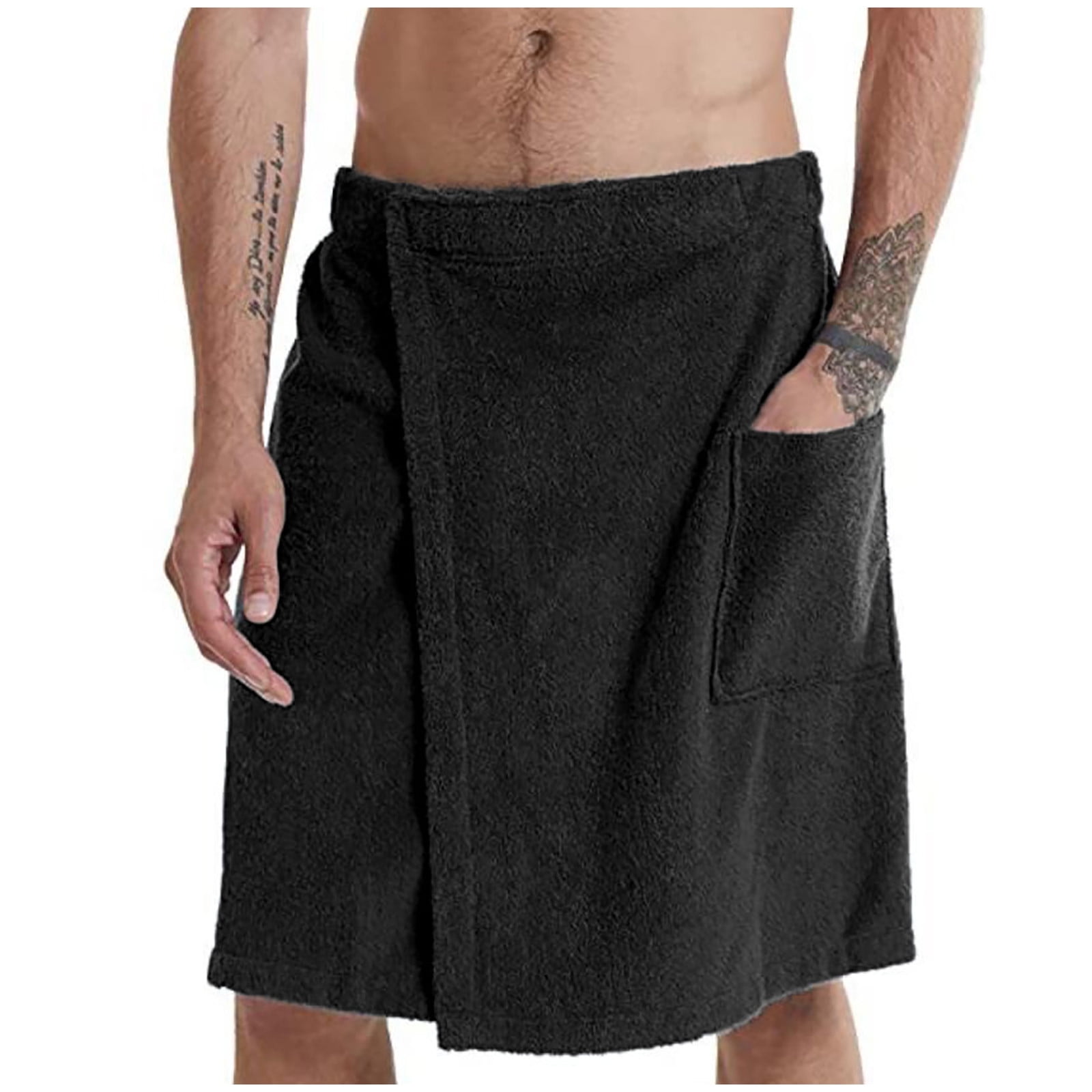 Tao Tao Mens Shower Wrap Adjustable Cotton Terry Spa Bath Gym Cover Up ...