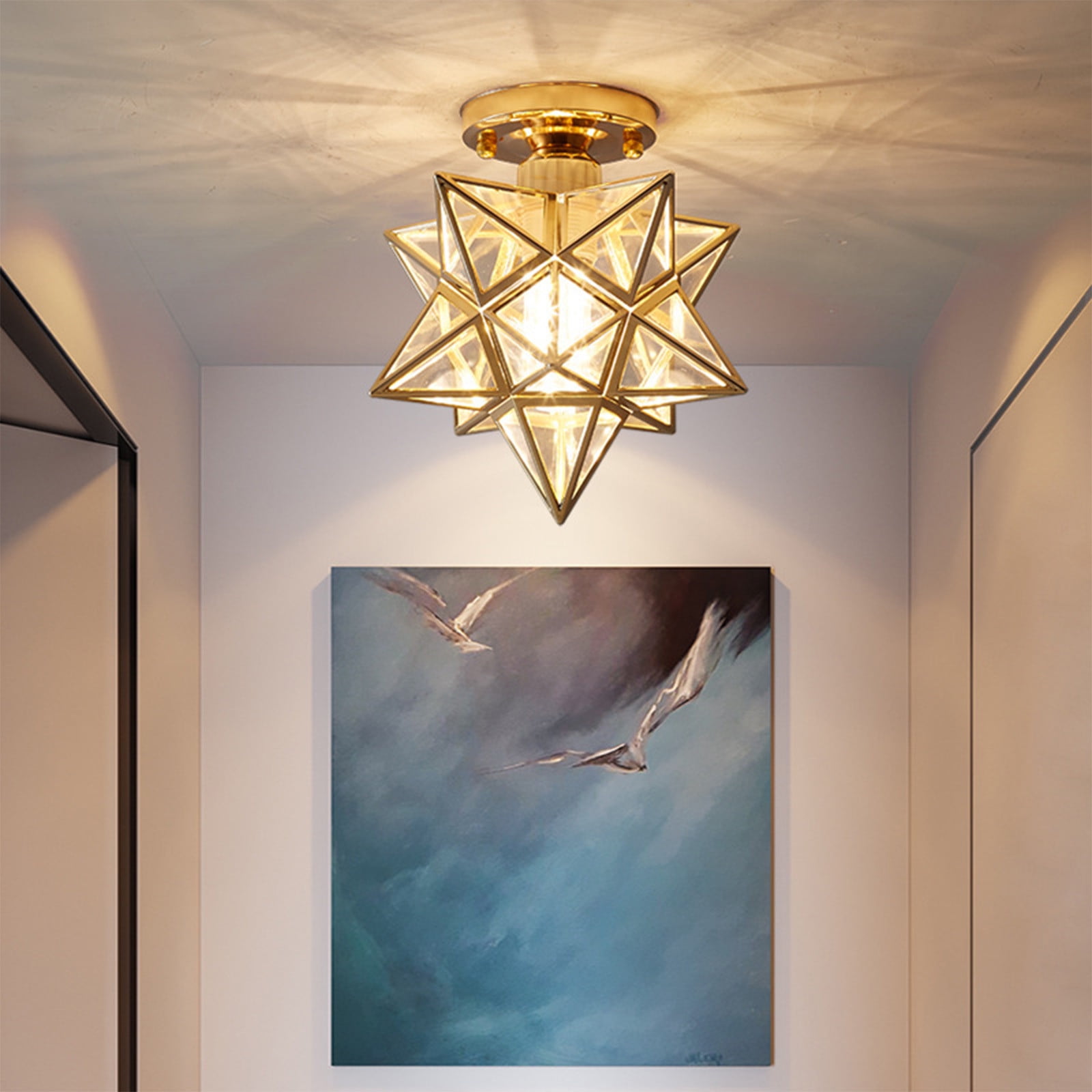 Tao Tao Moravian Star Ceiling Light Brass Boho Moroccan Lamp With ...