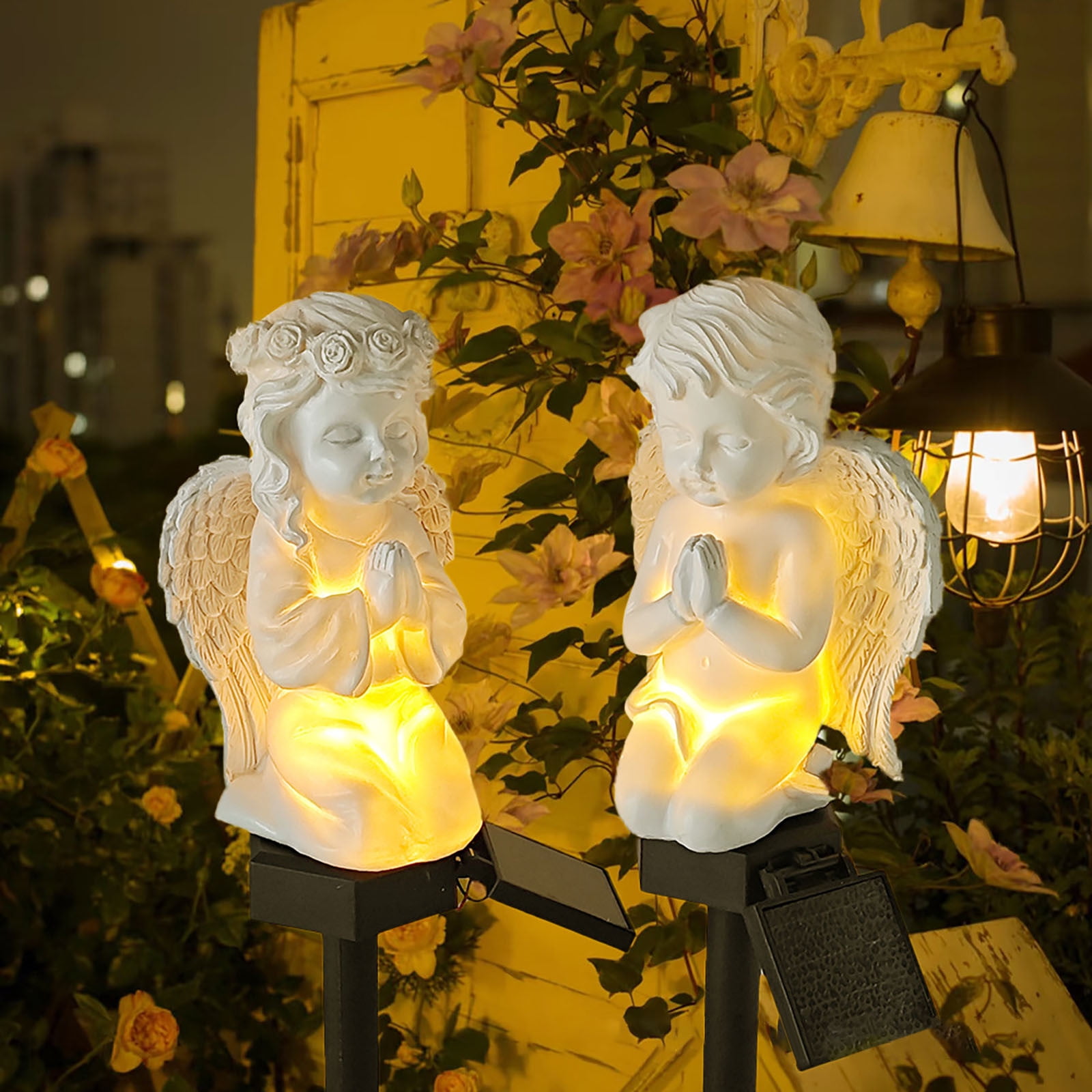 Tao Tao Solar Angel 2 Pack Outdoor Decor Ding Statues - Garden Lights ...
