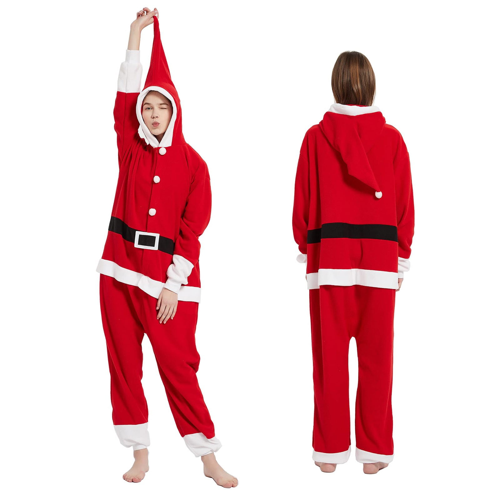Tao Tao Unisex Adult Christmas Santa Claus Dress Up Suit Plush Onesie ...