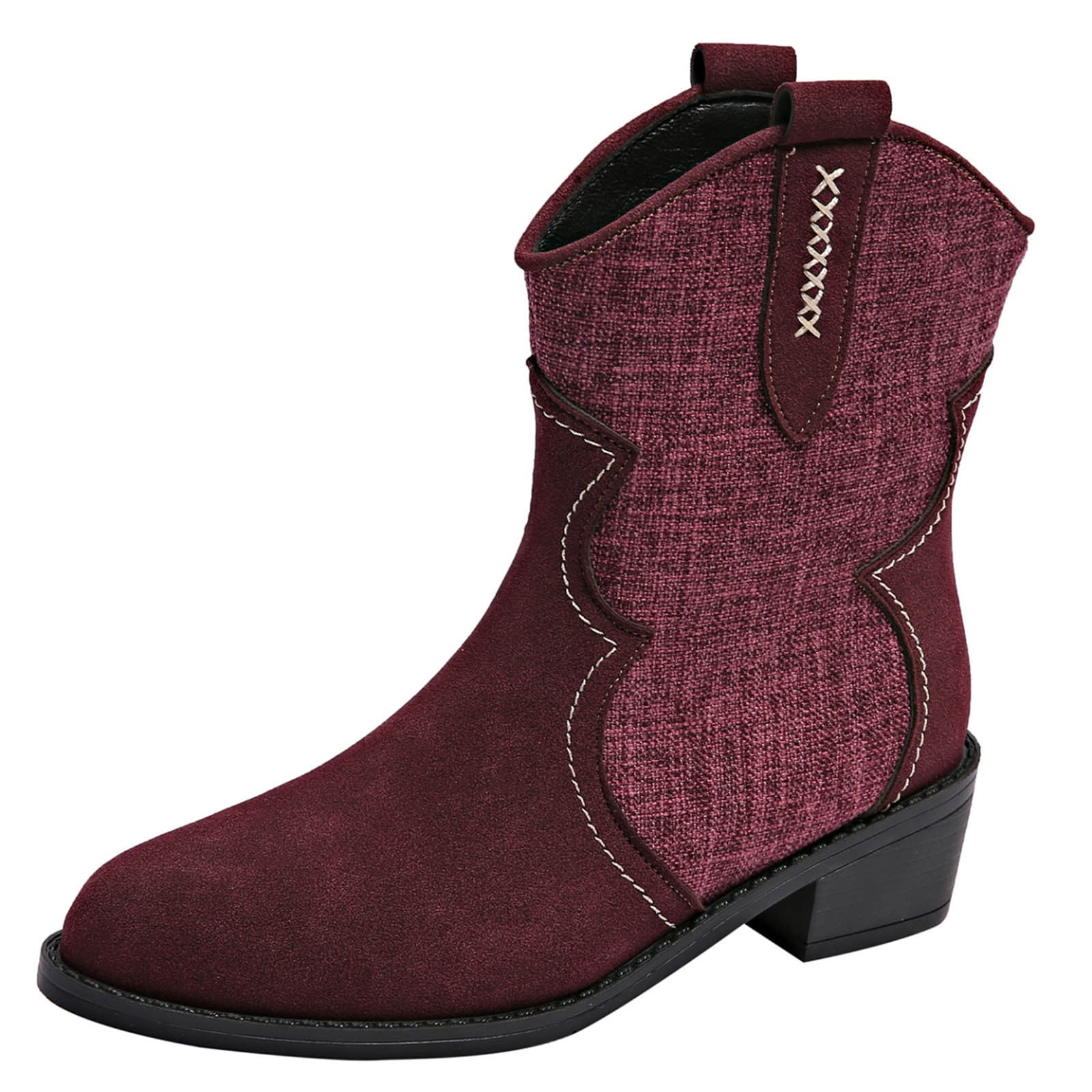 Tao Tao Western Cowgirl Pointed Toe Chunky Heel Comfy Cowboy Ankle ...