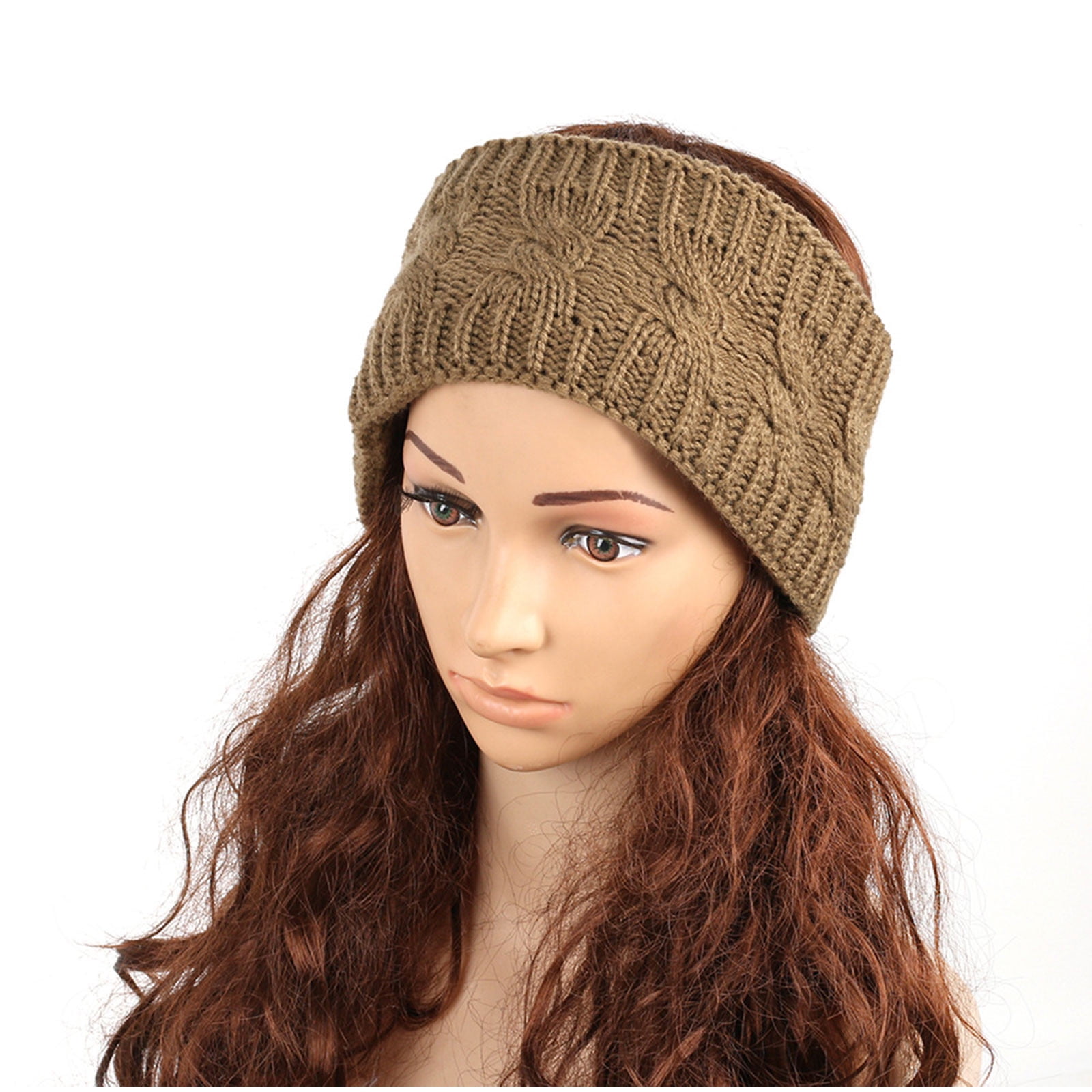 Tao Tao Winter Fuzzy Fleece Lined Thick Knitted Diagonal Stripes Criss-Cross Pattern Headband ...