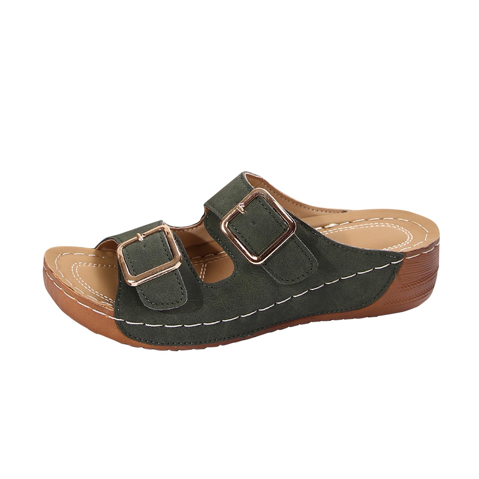 Tao Tao Women Casual Slides 2-Strap Adjustable Buckle Slip On Flat ...