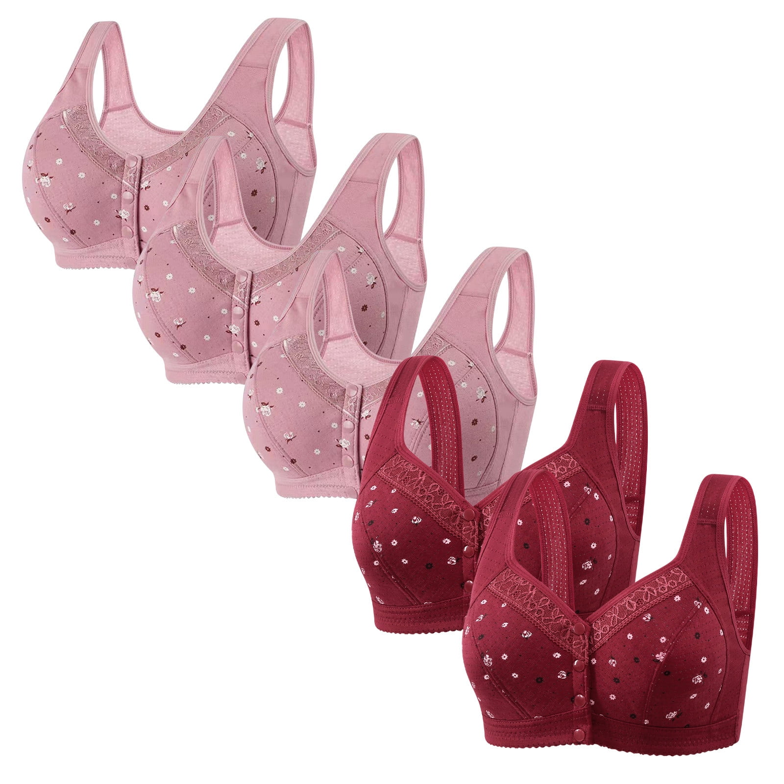 Tao Tao Women Daisy Bra Convenient Front Close Button Bras Push Up Bra ...