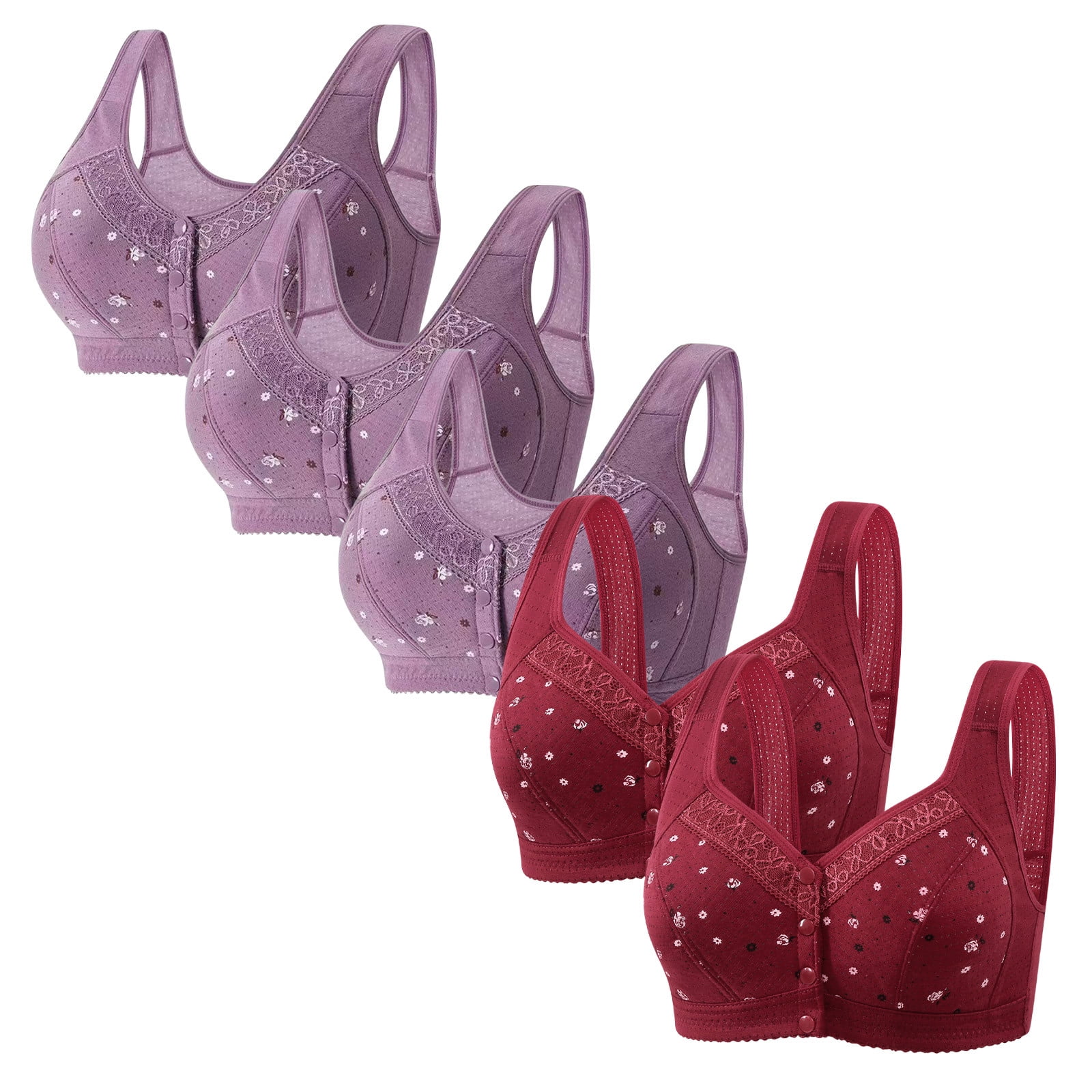 Tao Tao Women Daisy Bra Convenient Front Close Button Bras Push Up Bra ...