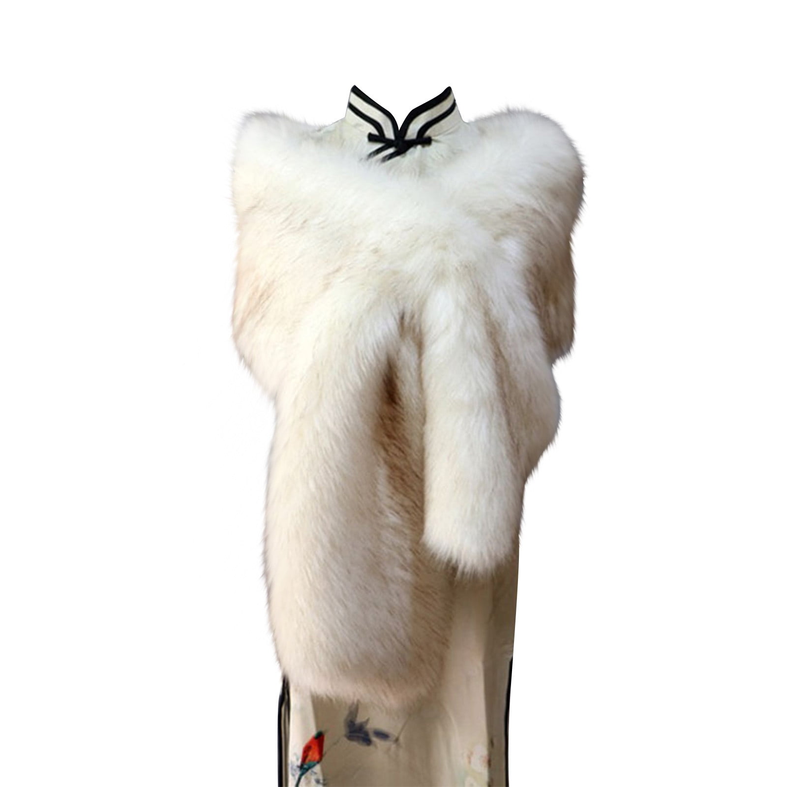 Tao Tao Women Oversized Faux Fur Shawls Long Bolero Fluffy Warm ...