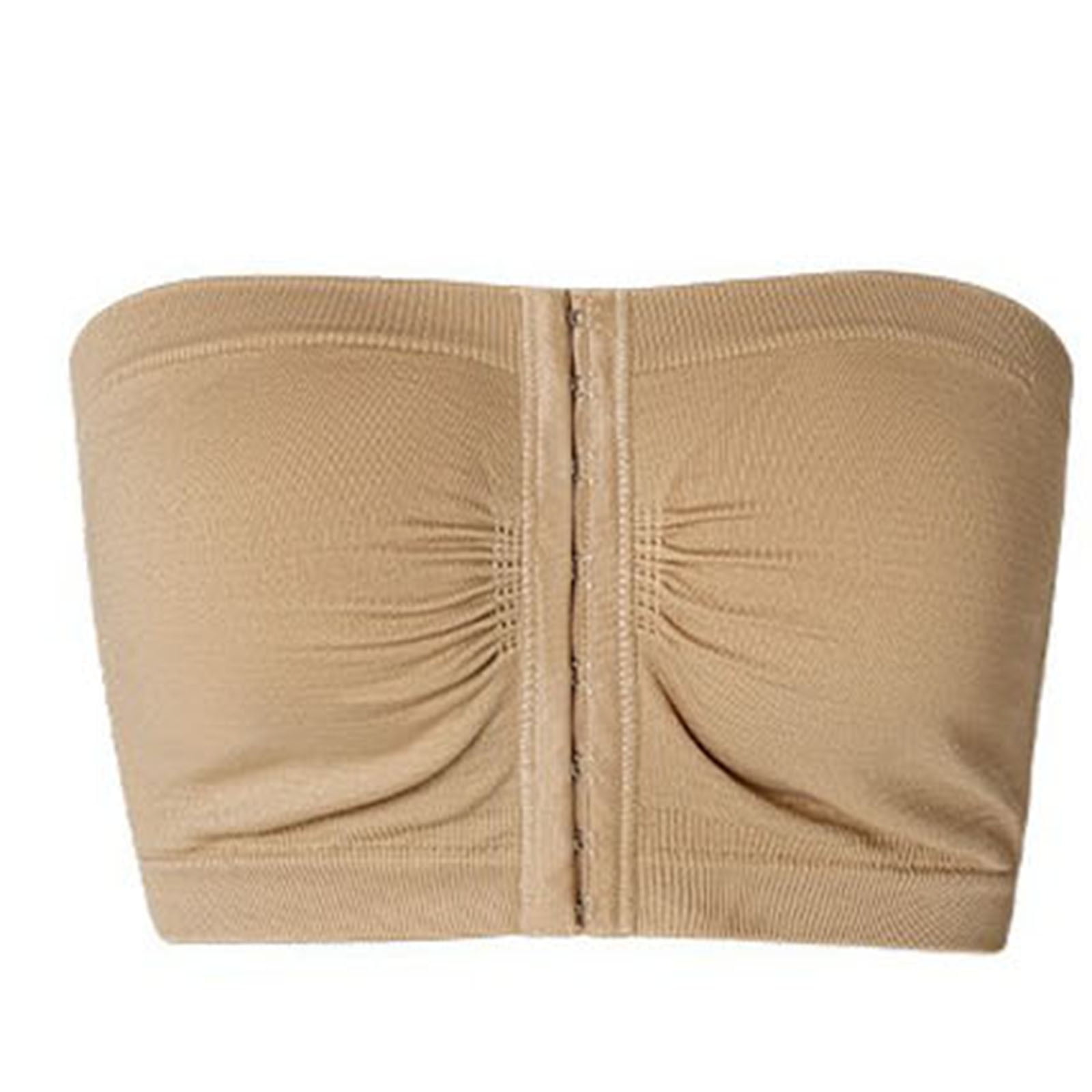 Tao Tao Women's Plus Size Strapless Bras Solid Front Closure Bandeau ...