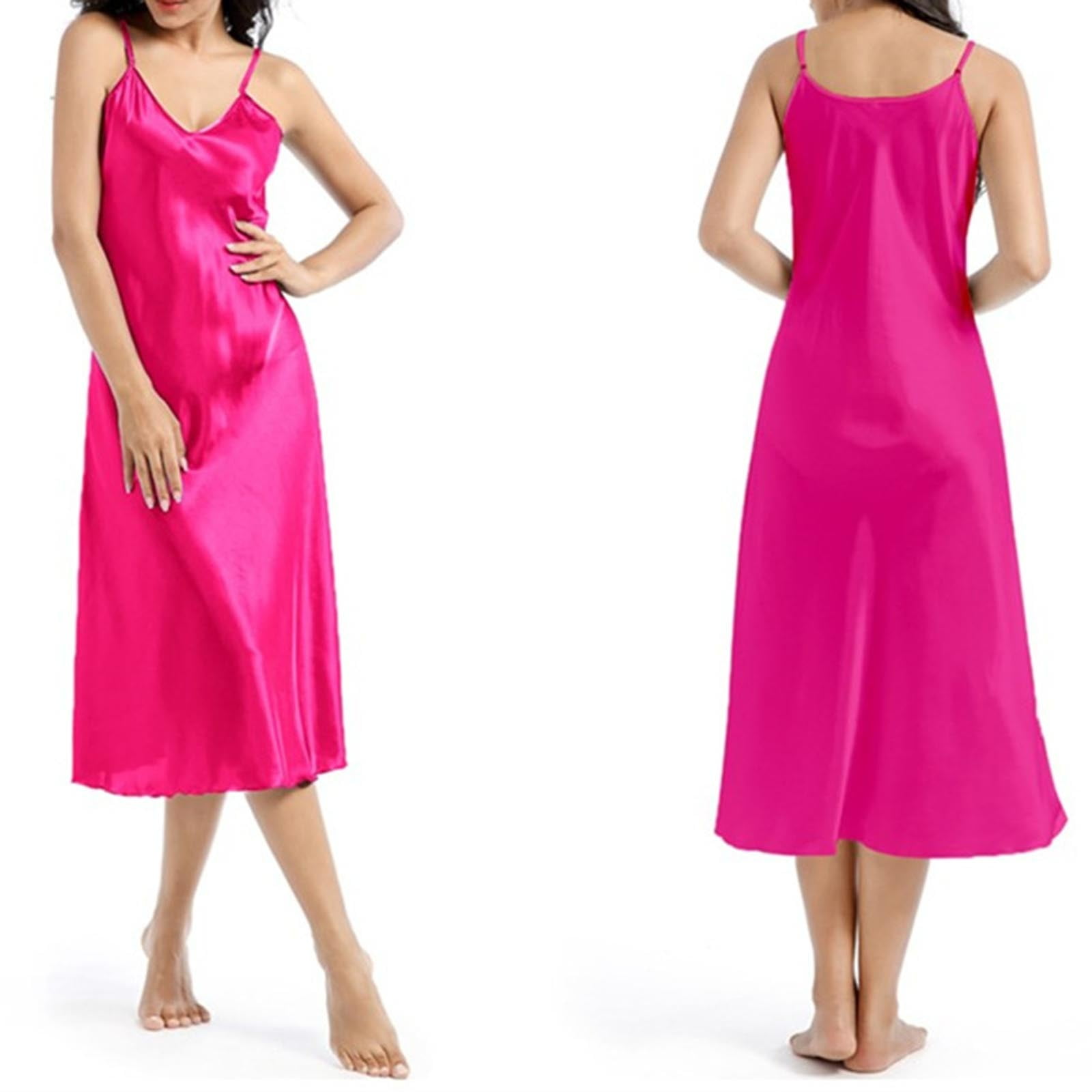 Tao Tao Womens Satin Nightgown Long Slip Sleep Dress Silk V Neck ...
