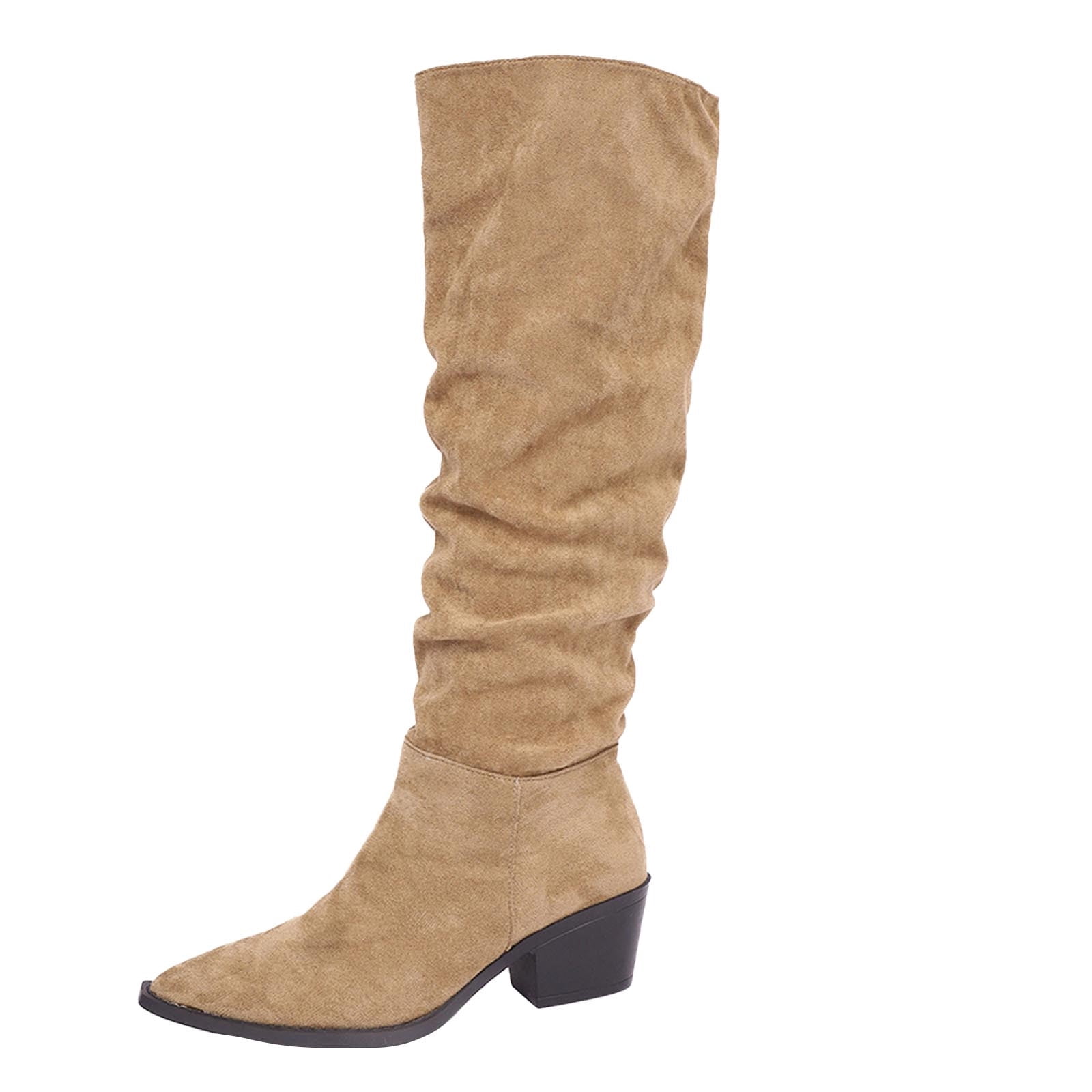 Tao Tao Womens Slouchy Knee High Boots Wide Calf Kitten Heel Pointed ...