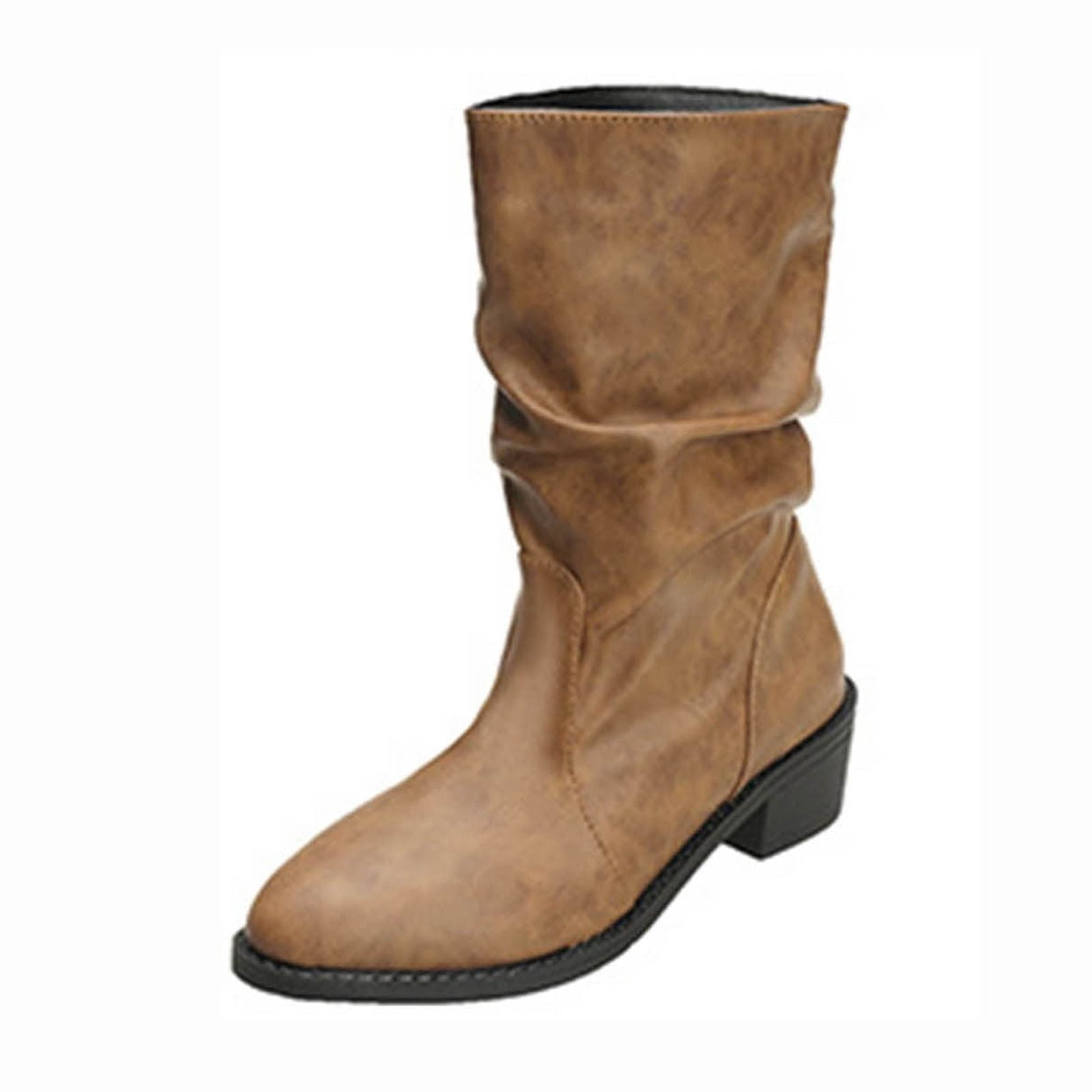 Tao Tao Womens Slouchy Western Cowboy Cowgirl Retro Mid calf Boots Faux ...