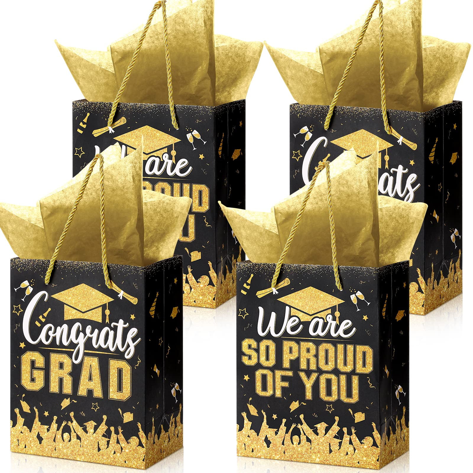 TaoBary 12 Pcs Graduation YYF14 Gift Bags with Paper Graduation Party ...