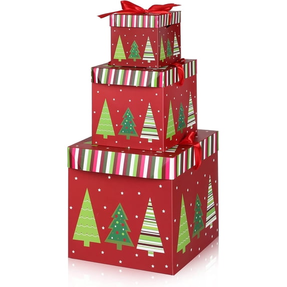 TaoBary 3 Pcs Christmas Nesting Gift Boxes with Lid Nesting Xmas Boxes ...