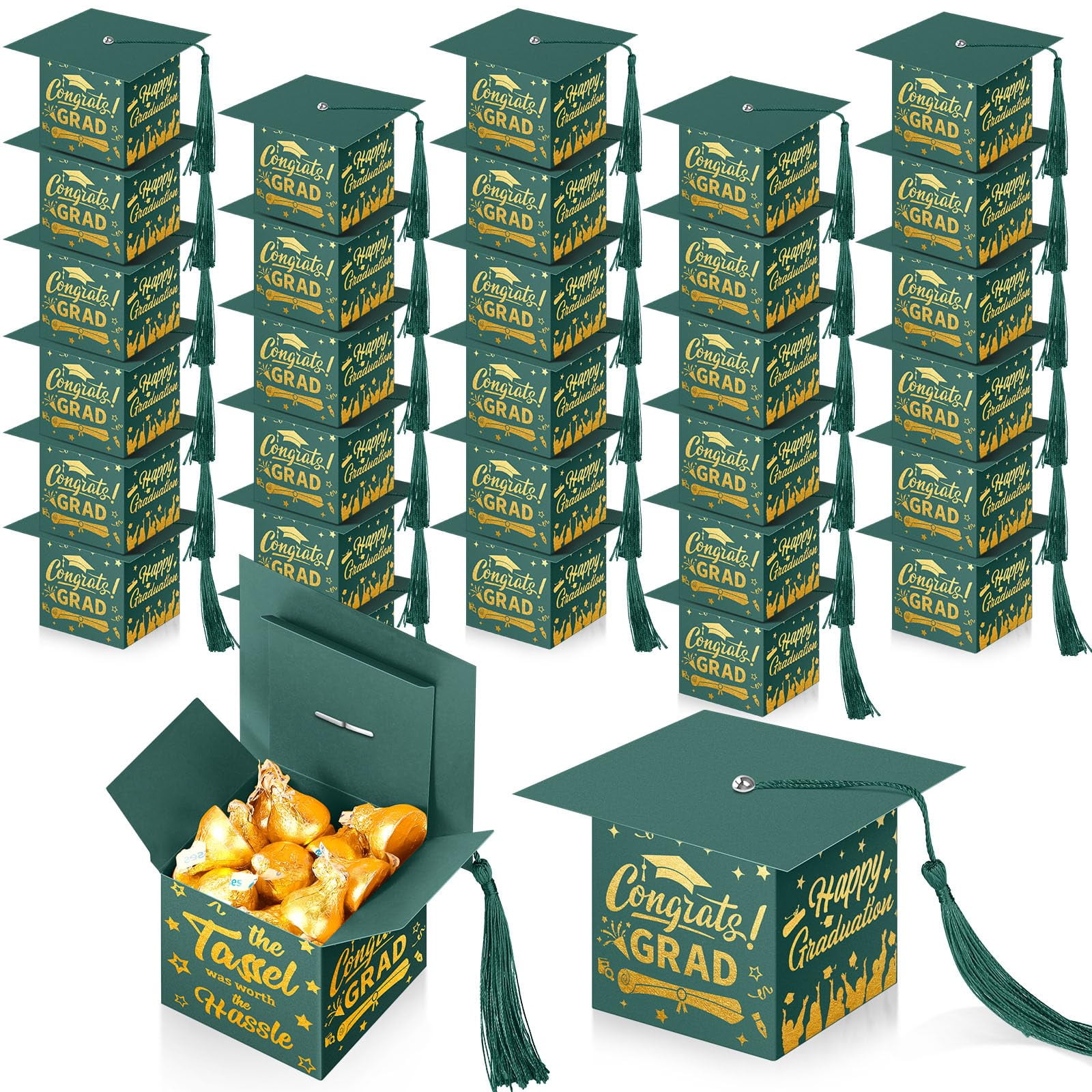 TaoBary 30 Pcs Graduation Cap Candy Box with Tassel Graduation Party ...