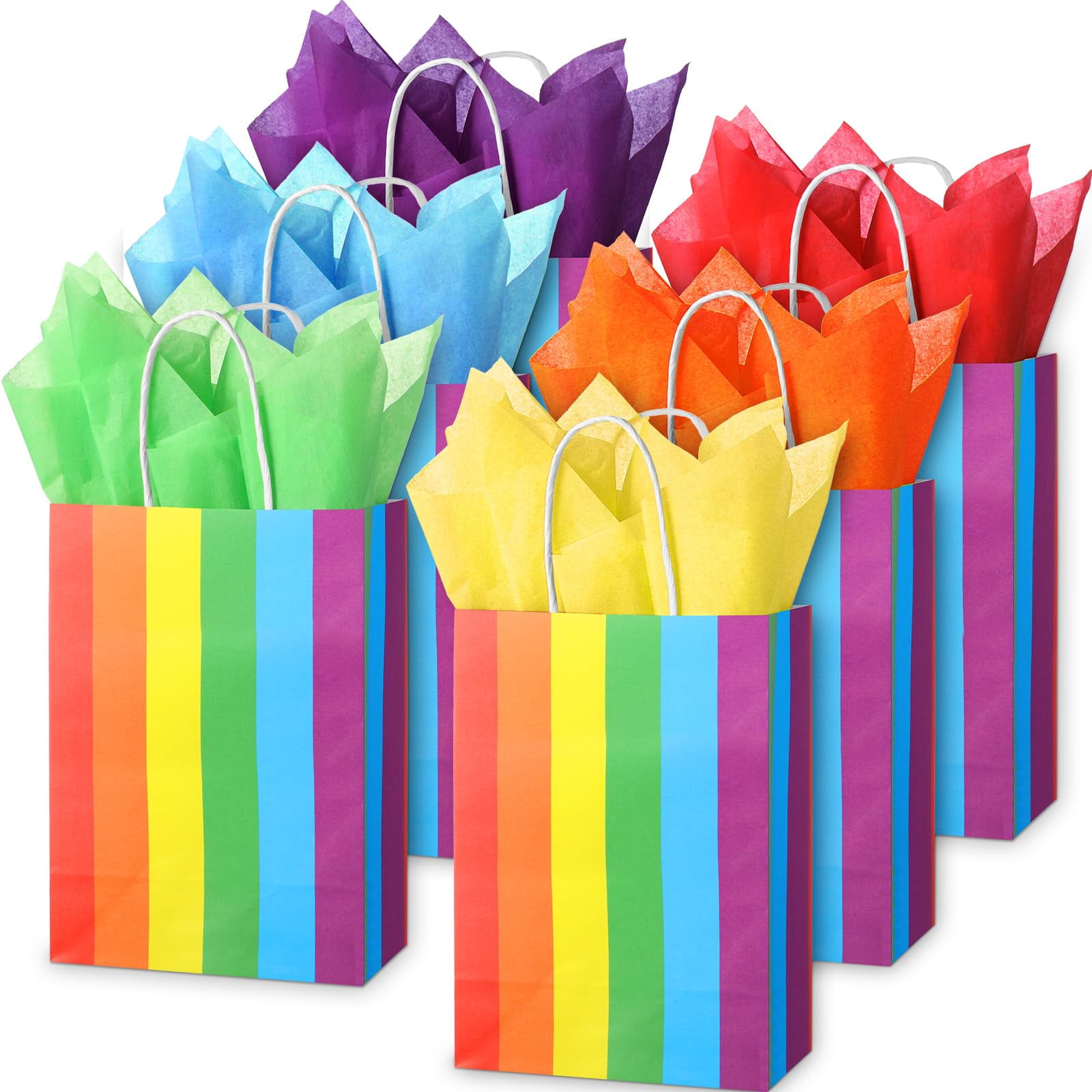 TaoBary 36 Pcs Rainbow Party Treat AIS1 Bags Rainbow Gift Bags Colorful ...