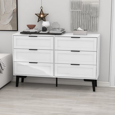 Vineego Double Dresser for Bedroom,6-Drawer Wide Chest of Drawers,Traditional Bedroom Dresser ...