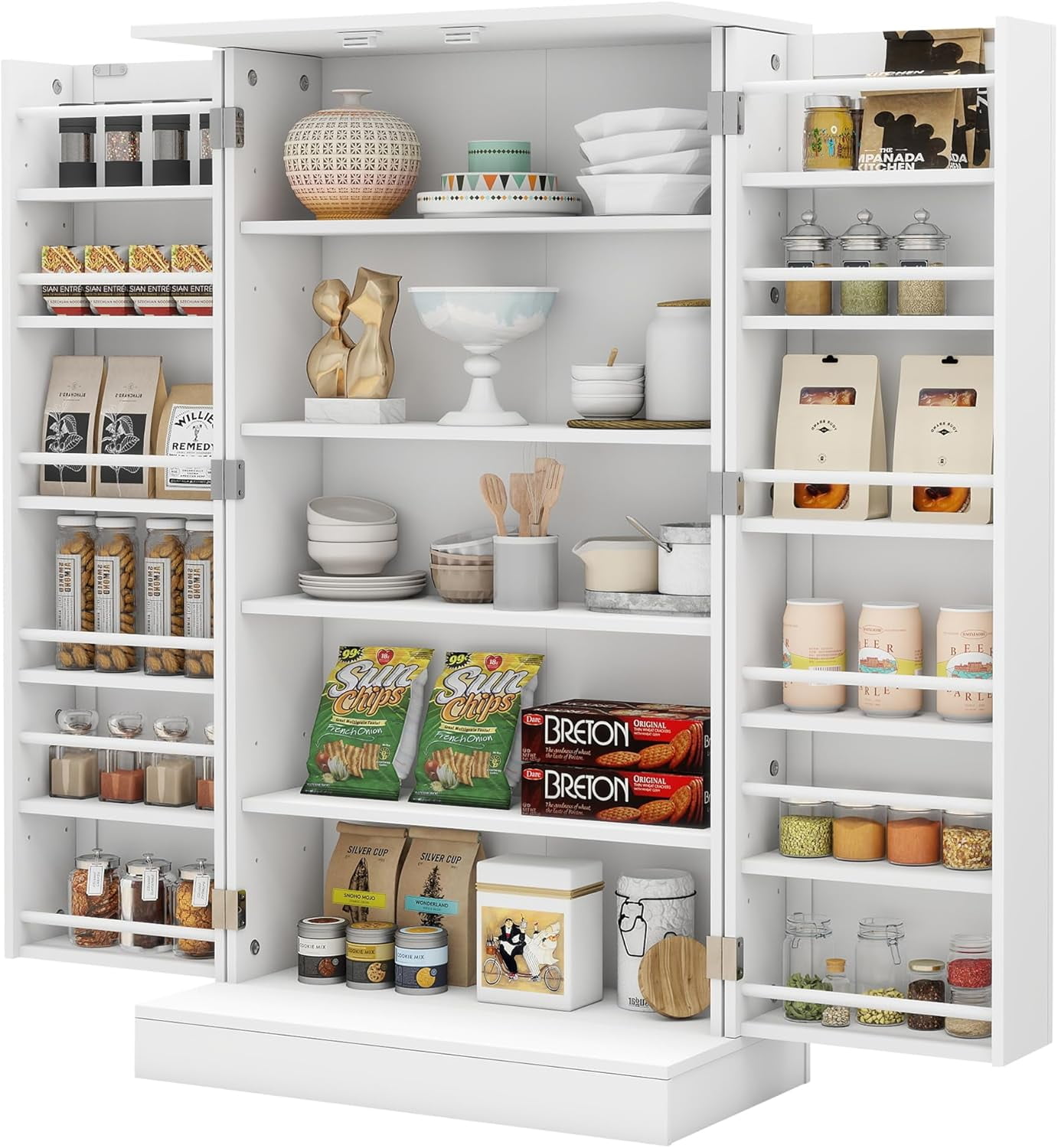 TaoHFE Kitchen Pantry Cabinet,Wood Pantry Cabinet with Multi-Tier ...