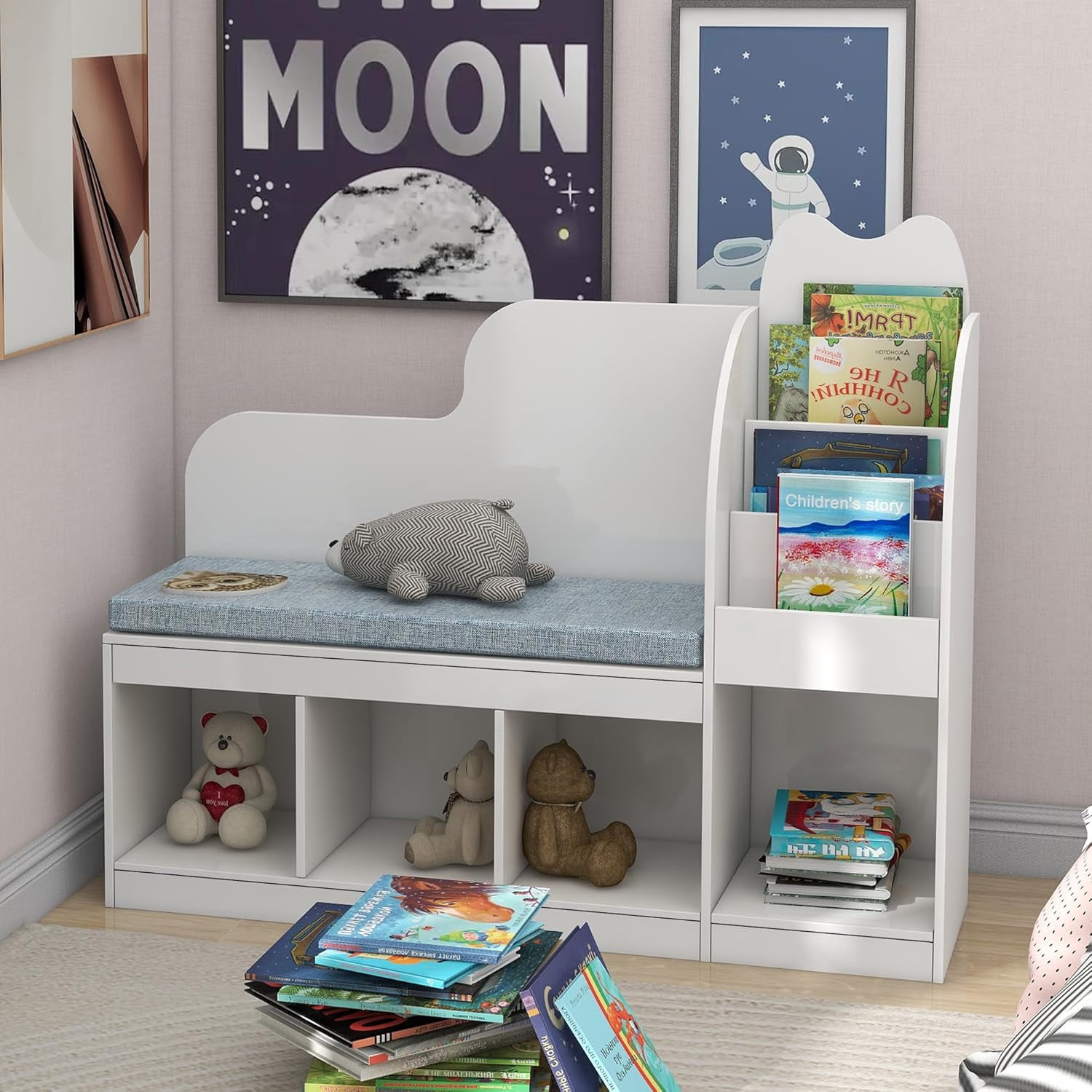 TaoHFE Reading Nook for Kids with 4 Storage Cubes and Cushion, Kids ...