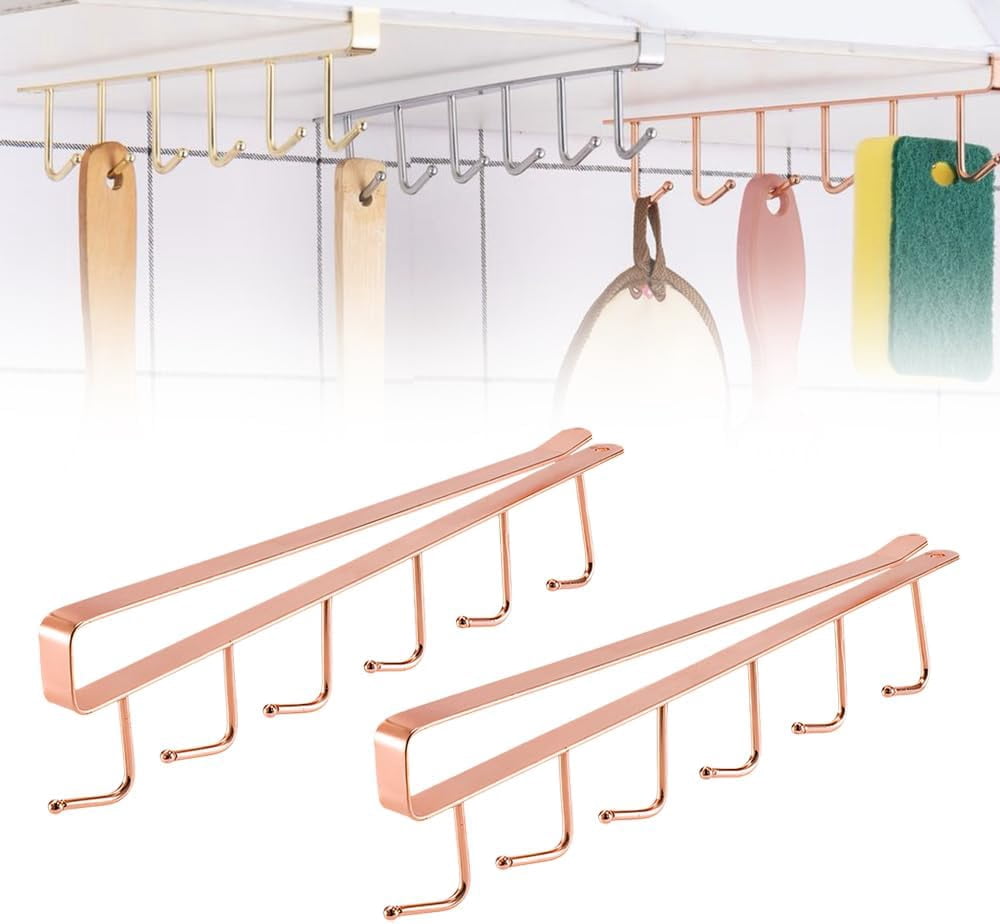TaoLeHui 6-Hook Under Shelf Mug Hooks | Rustproof Coffee Cup Holder for ...
