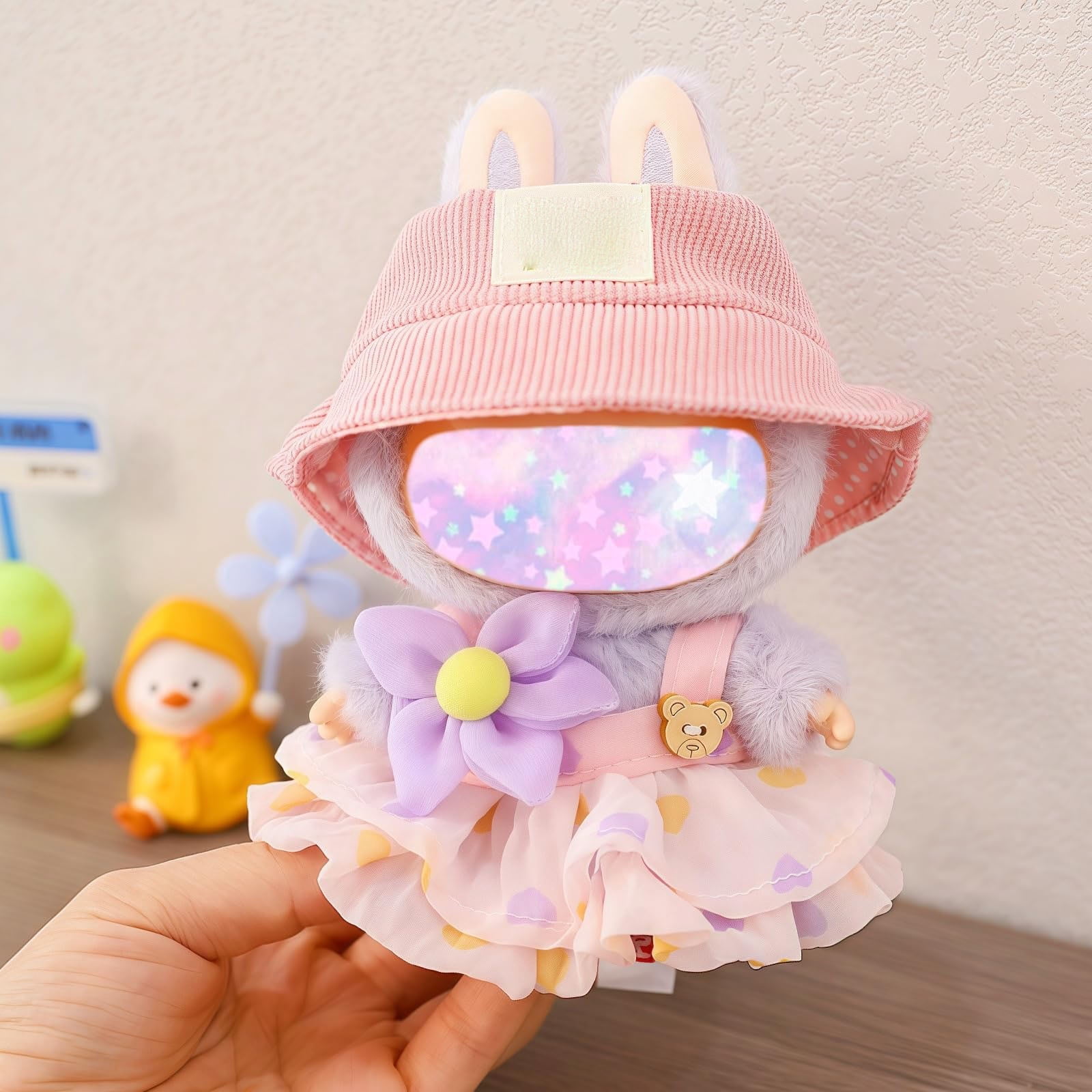 TaoLeHui Doll Clothes 2-Piece Set - Pink Hat & Skirt Outfit for 17cm ...