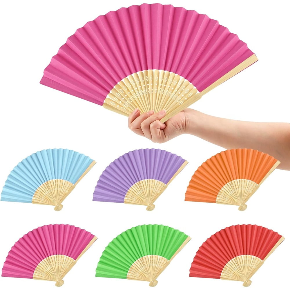 TaoLeHui Foldable Hand Fans for Women - 6 Pack Colorful Line Dance Fans ...