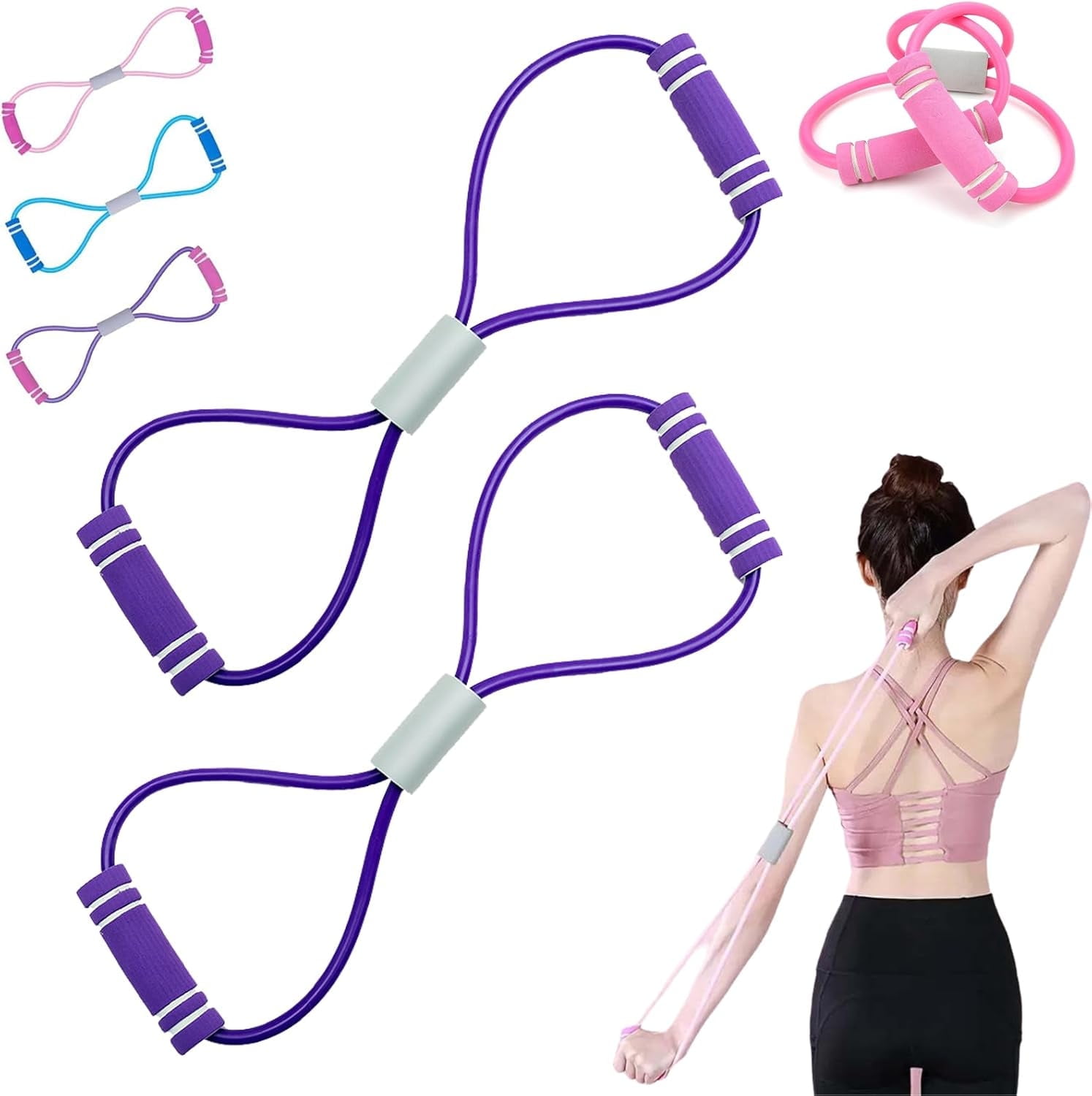 TaoLeHui Saludea Figure 8 Exercise Band – Tear-Resistant Closed-Loop Design for Yoga, Muscle ...