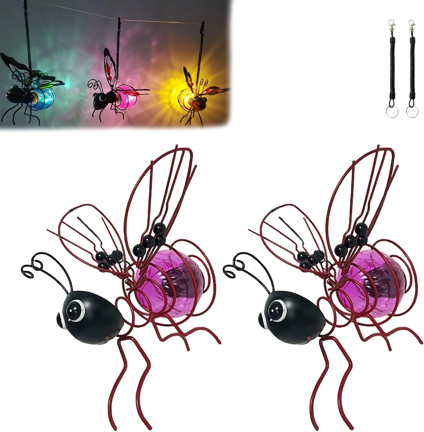 TaoLeHui Solar-Powered Bumble Bee Lights for Outside - Weatherproof ...