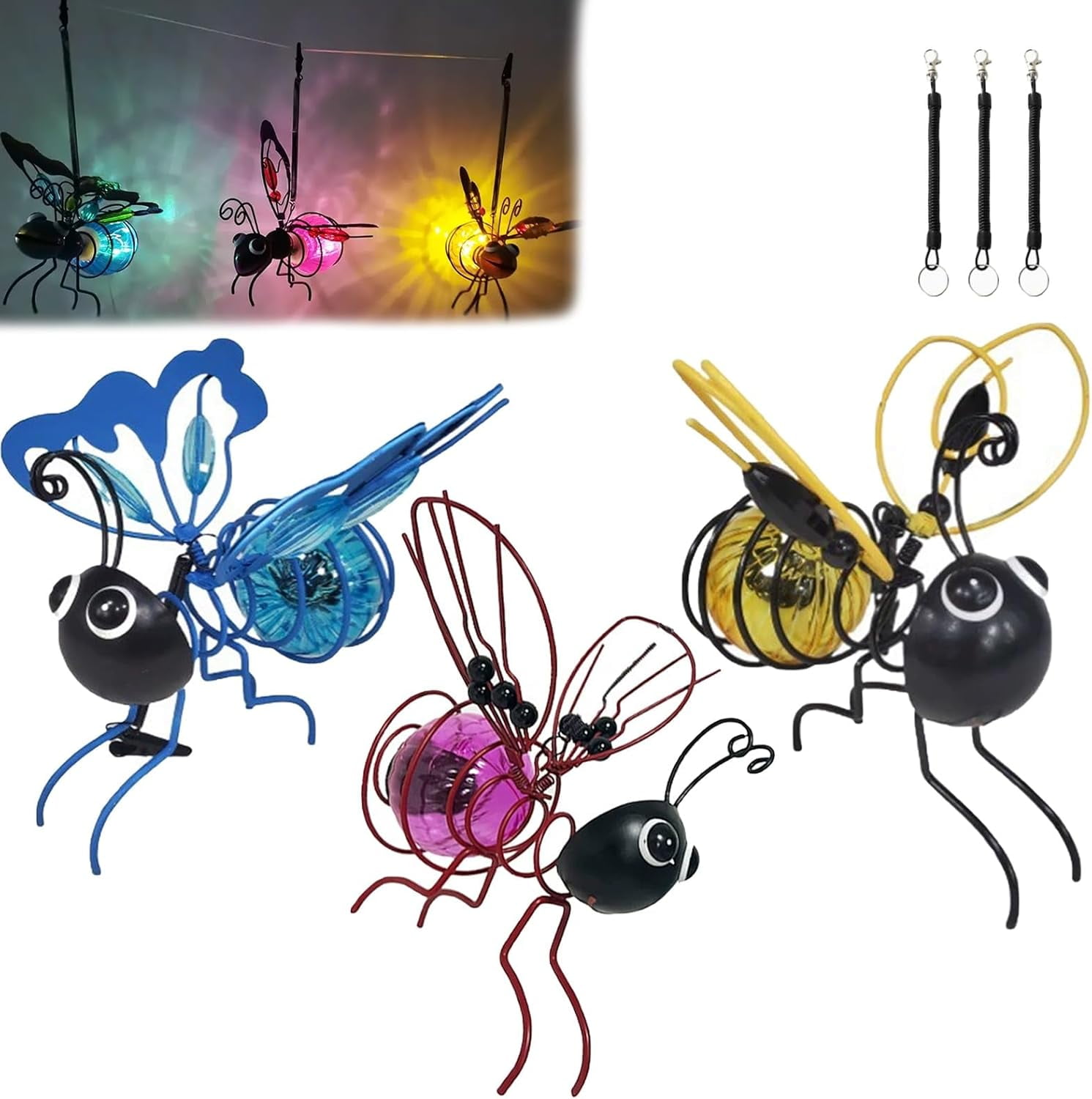 TaoLeHui Solar-Powered Bumble Bee Lights for Outside - Weatherproof ...