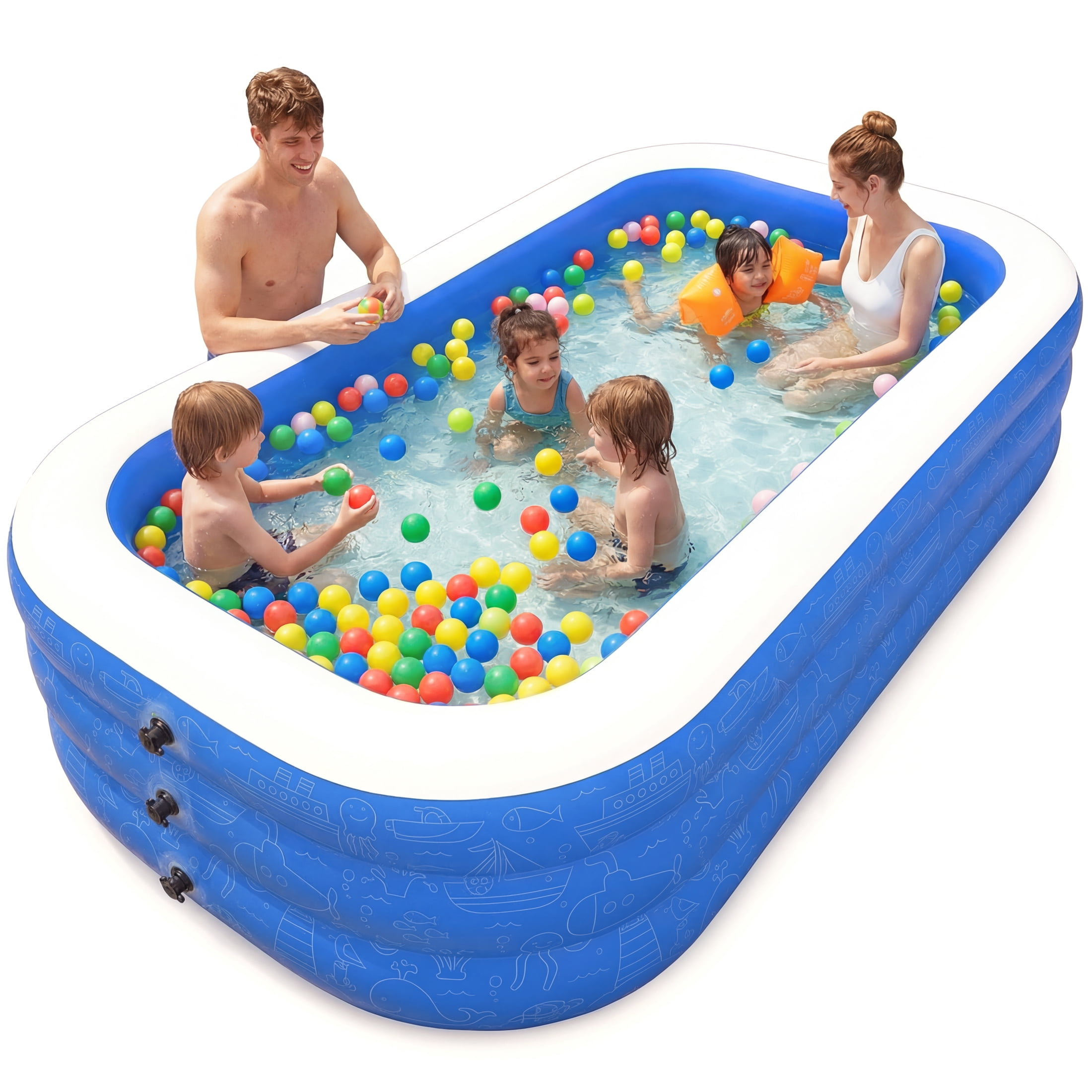 TaoTronics, Inflatable Swimming Pool, 120'' x 72'' x 20'', Large Size ...