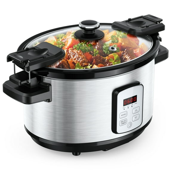 TaoTronics Slow Cooker, 6 Quart Portable Programmable Slow Cooker with ...