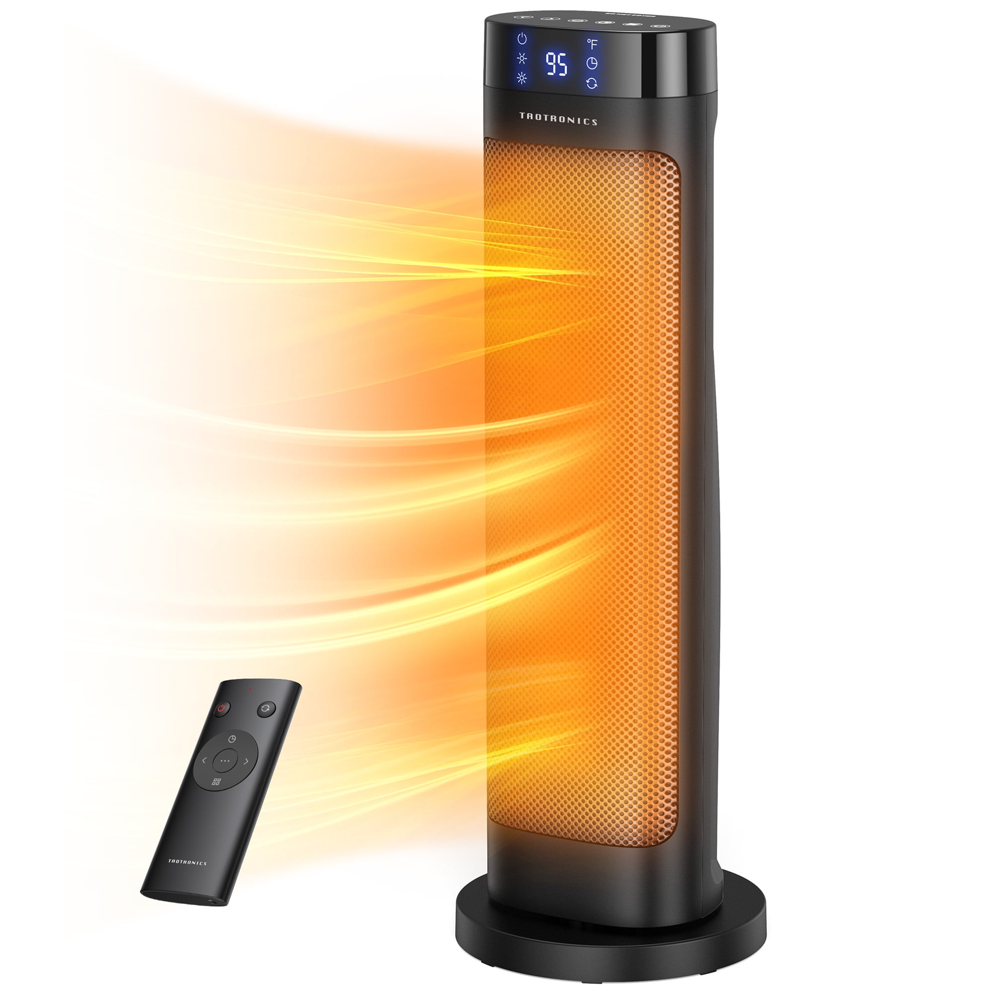 TaoTronics Space Heater, 22" 1500W Portable Electric Heater, Fast Quiet Tower Oscillating Heater ...