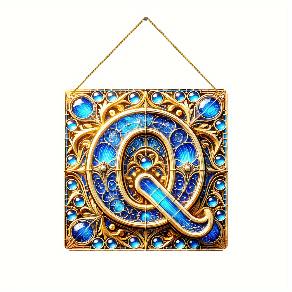 Taoarlpo 1pcSquare Sun Catcher with 26 Letters Acrylic Color Glass Art ...