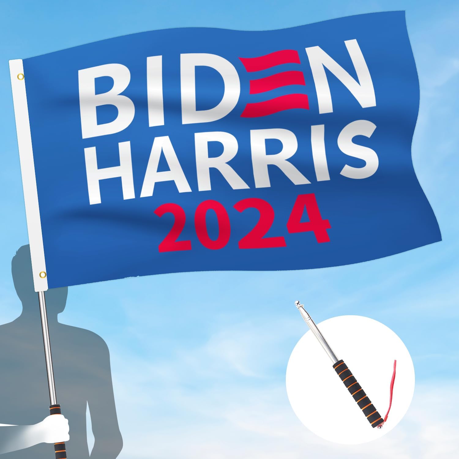 Taoarlpo Biden Flag 2024 with Pole, 3x5 Biden Harris Flag, Portable ...