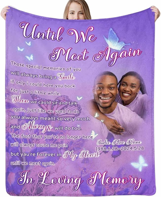 Taoarlpo Custom Memorial Blanket with Photos for Loss of Mom Dad Son ...