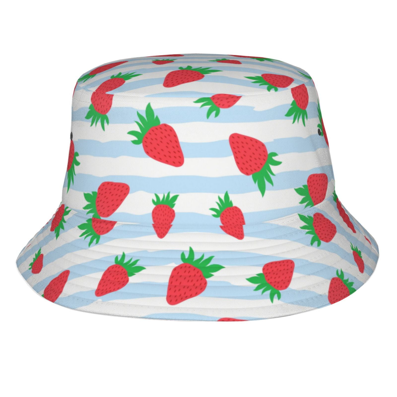 Taoarlpo Cute Strawberry And Green Leaves Pattern Bucket Hat Beach ...
