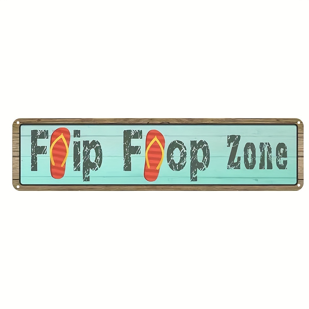 Taoarlpo 'Flip Flop Zone' Metal Sign - Relaxed Coastal Decor - Perfect ...