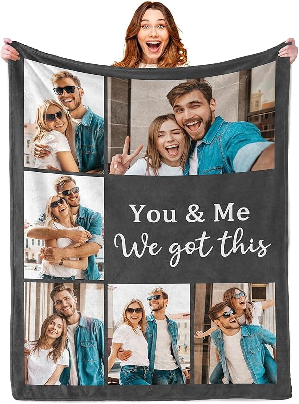 Taoarlpo Personalized Picture Blanket for Couples, Custom Photo Blanket ...