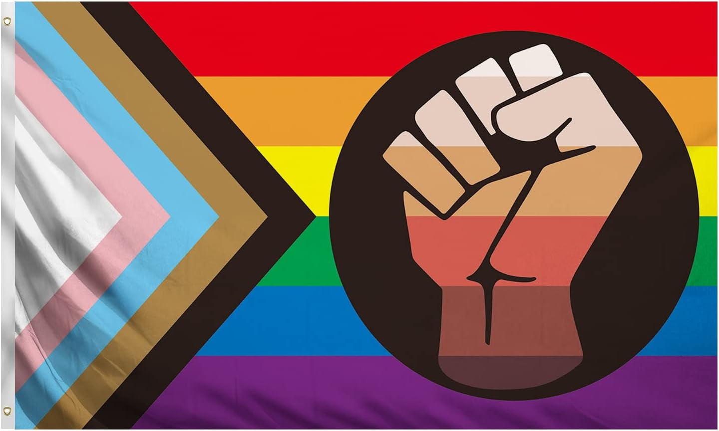 Taoarlpo Pride Flag Outdoor Progress Pride Flags 3x5 Feet Rainbow LGBT Deco Vivid Color with ...
