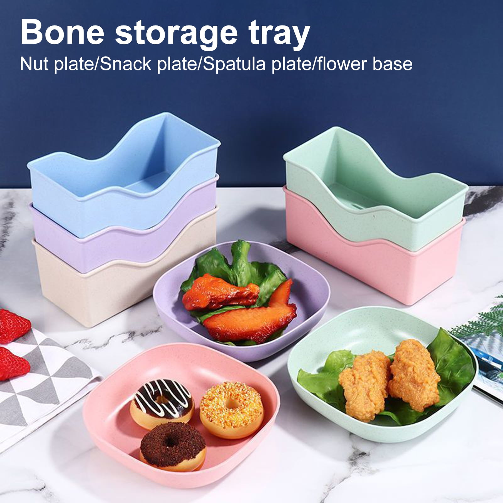 Taolixe 10Pcs Bone Spitting Plate with Stand Plastic Snack Tray for ...
