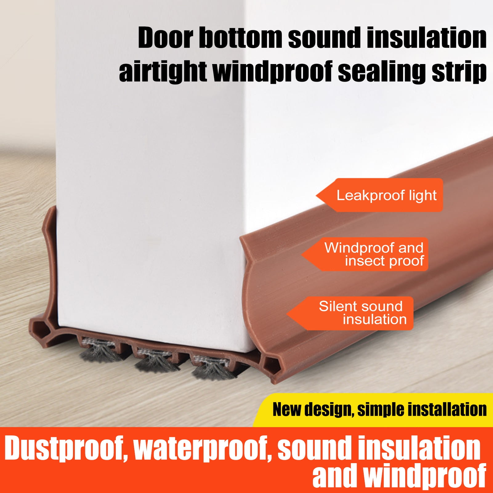 Taolixe 1M Door Bottom Sealing Strip Under-Door Sweep Weather Stripping ...