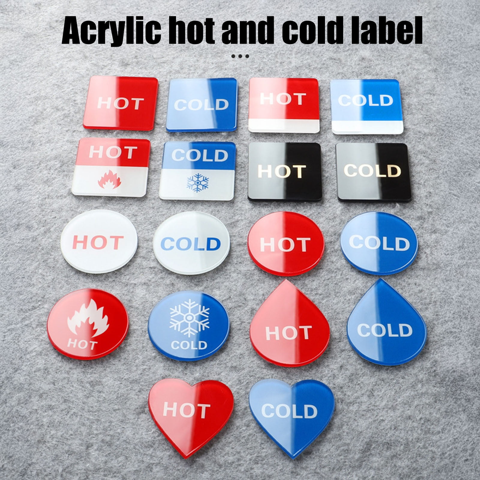 Taolixe 2 Pairs Acrylic Hot Cold Sign Waterproof Self-adhesive House ...