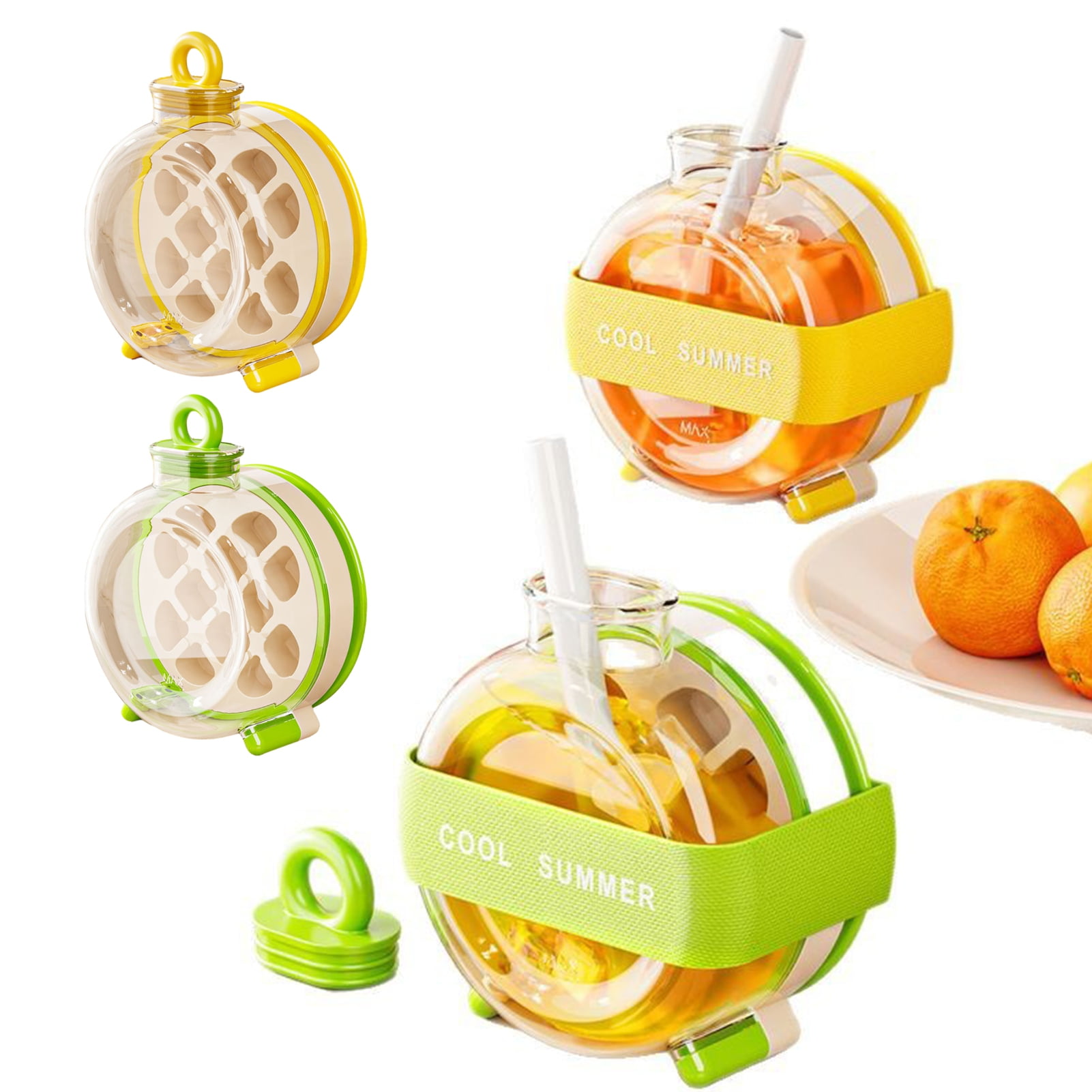 Taolixe 2-in-1 Ice Cube Mold & Water Bottle Hands-Free Press Release Ice Tray with Straw ...