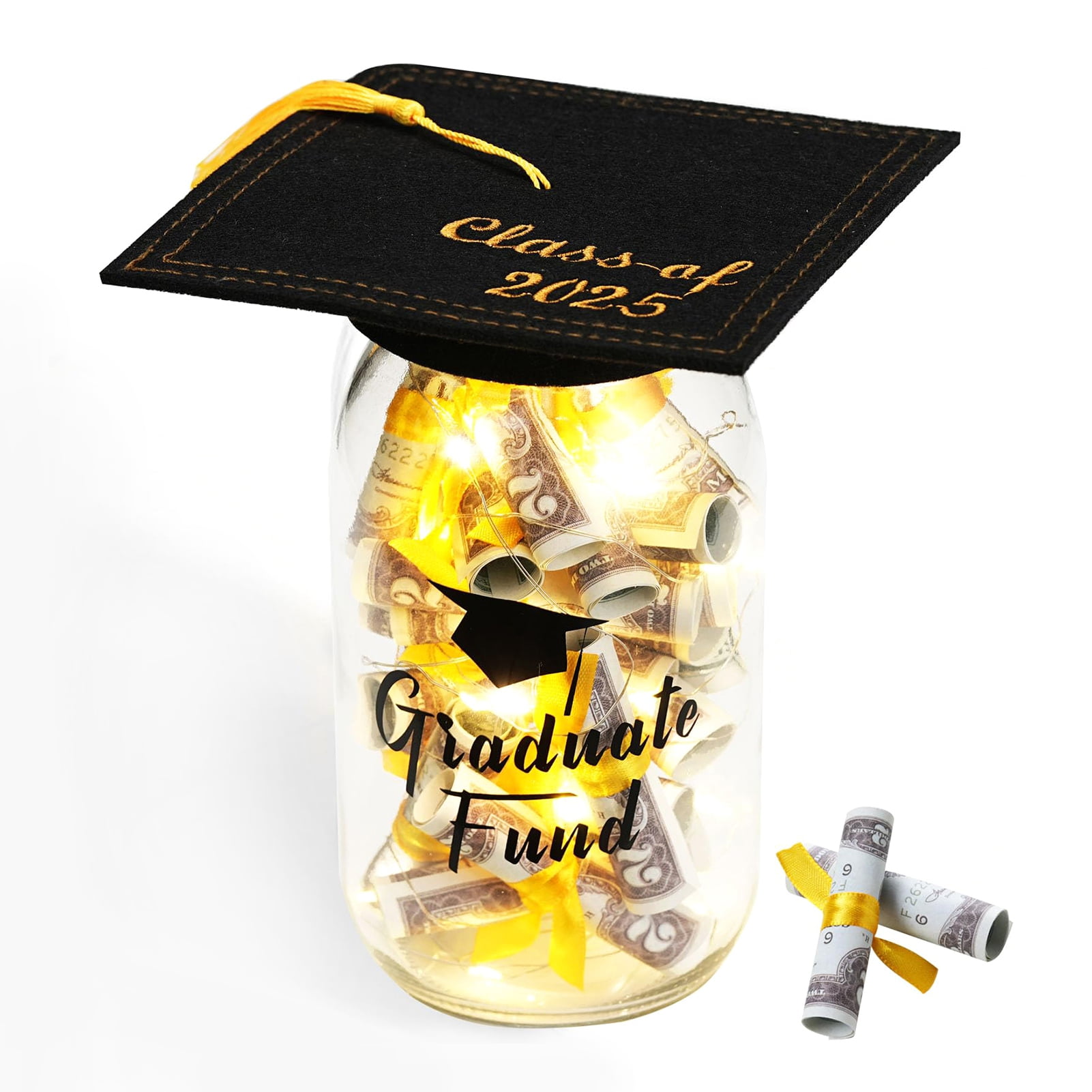 Taolixe 2025 Graduation Jar Decoration Glass Mason Jar with Grad Hat ...