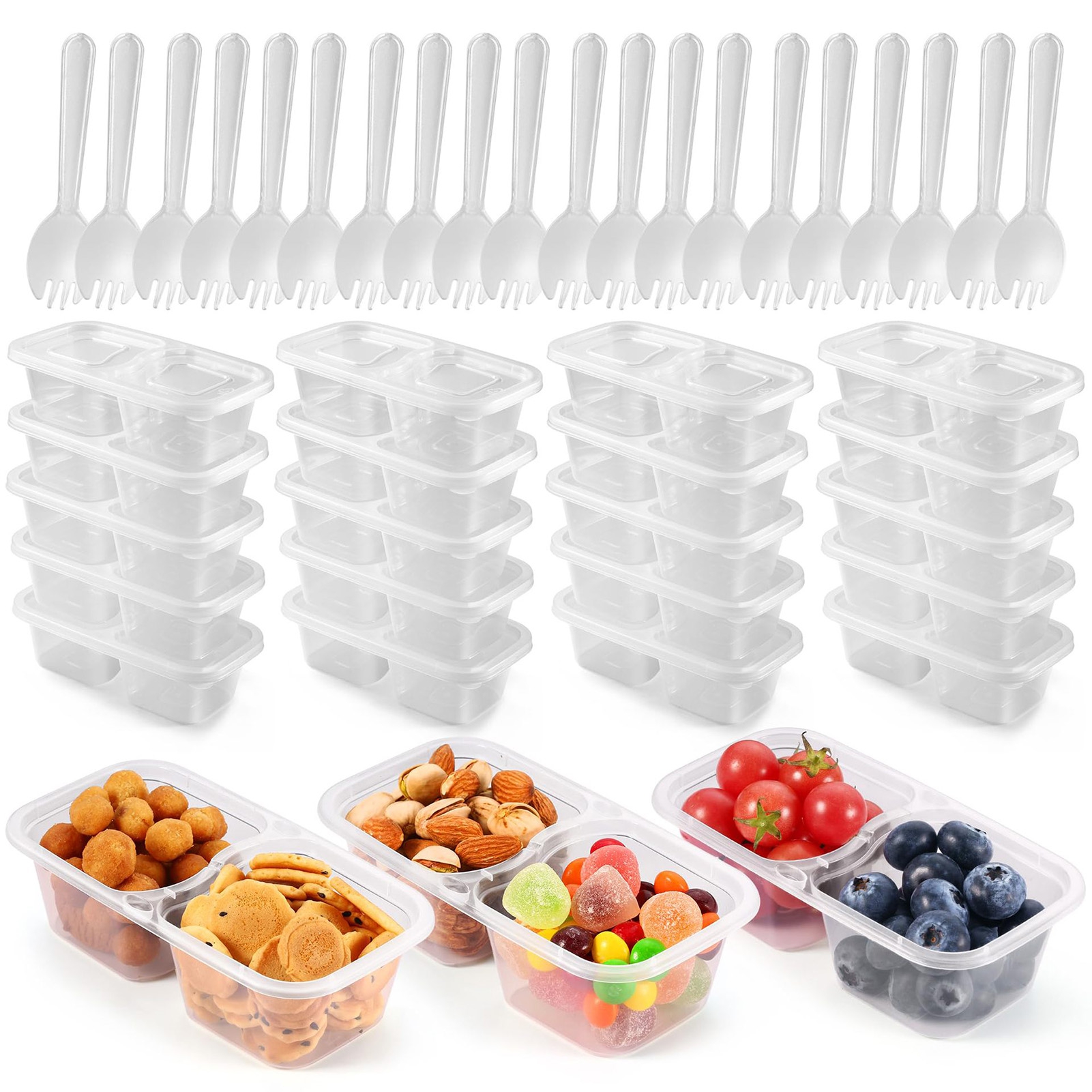 Taolixe 20Pcs Packing Box with Forks Food Grade Reusable Easy to Clean ...
