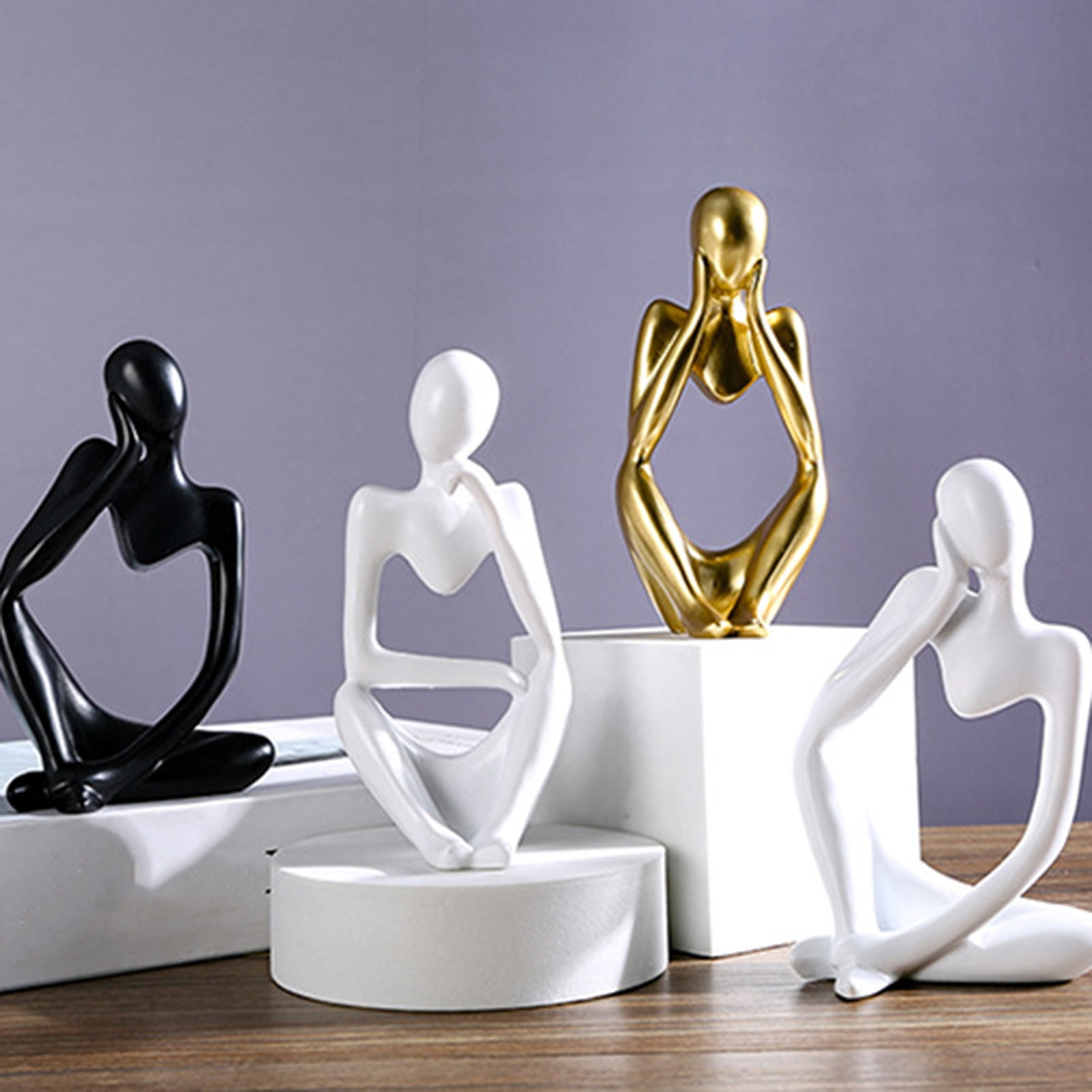 Taolixe 3Pcs Abstract Thinker Figurine Mini Sitting Thinker Resin ...