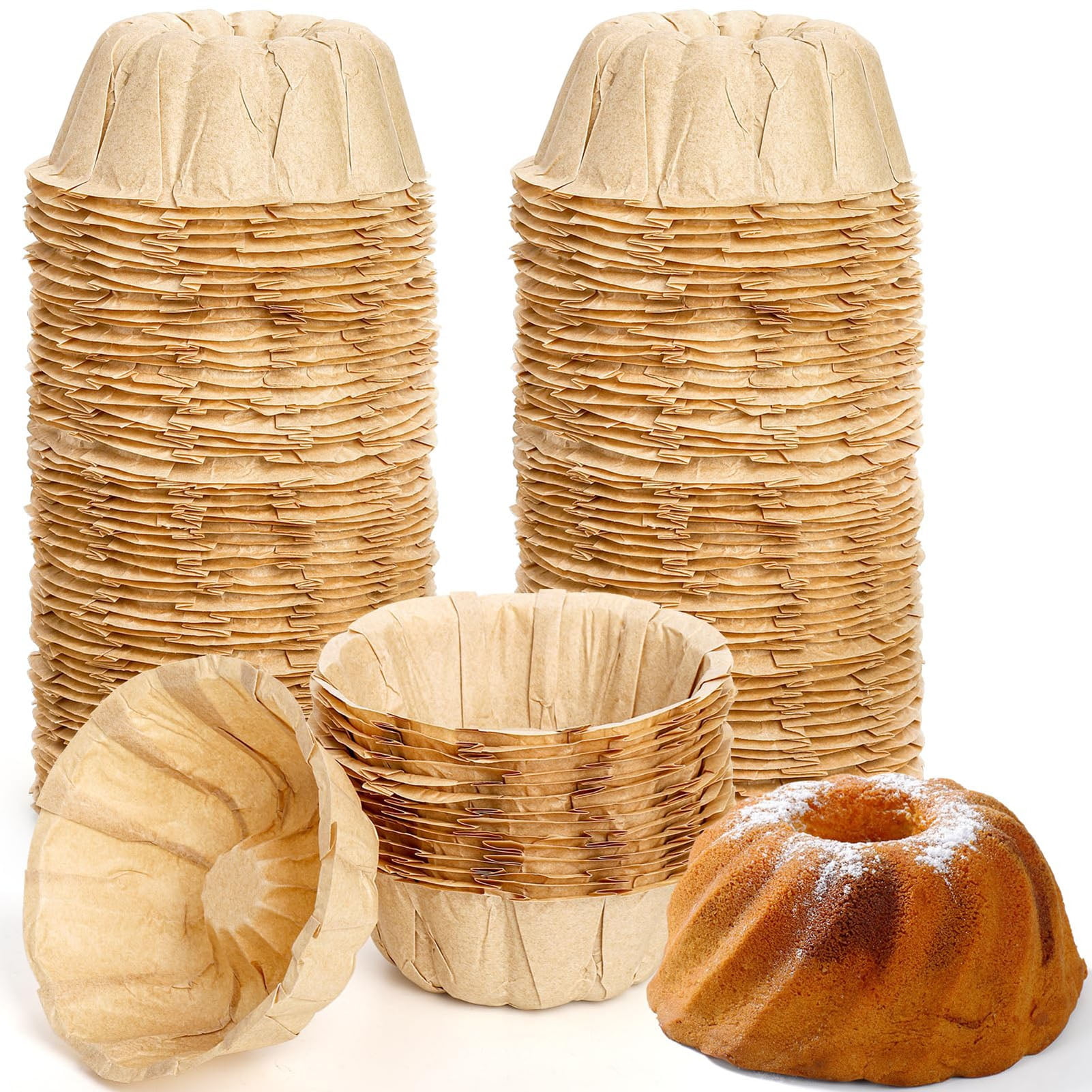 Taolixe 4 Inch 100 Pcs Mini Fluted Tube Pan Liner Nonstick Greaseproof ...