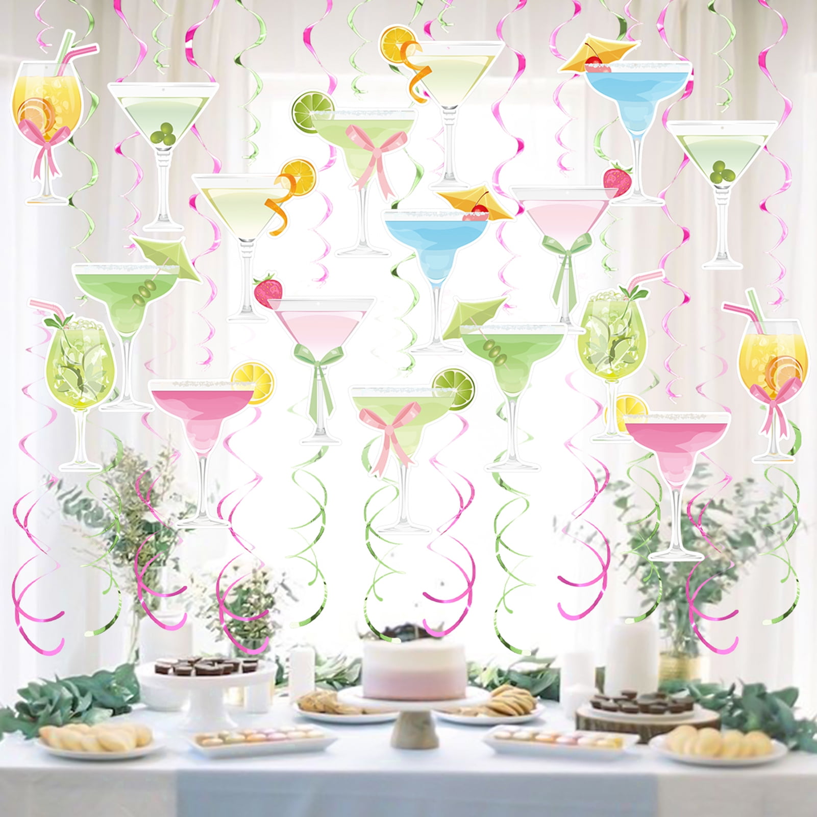 Taolixe 48Pcs/Set Martini Party Hanging Swirl Decoration Ceiling ...