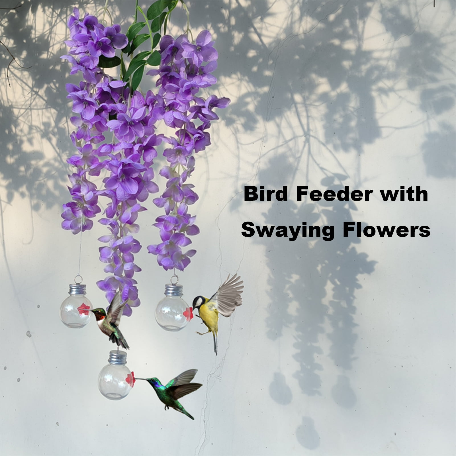 Taolixe Artificial Wisteria Flower Bird Feeder Wind Chime Hummingbird ...