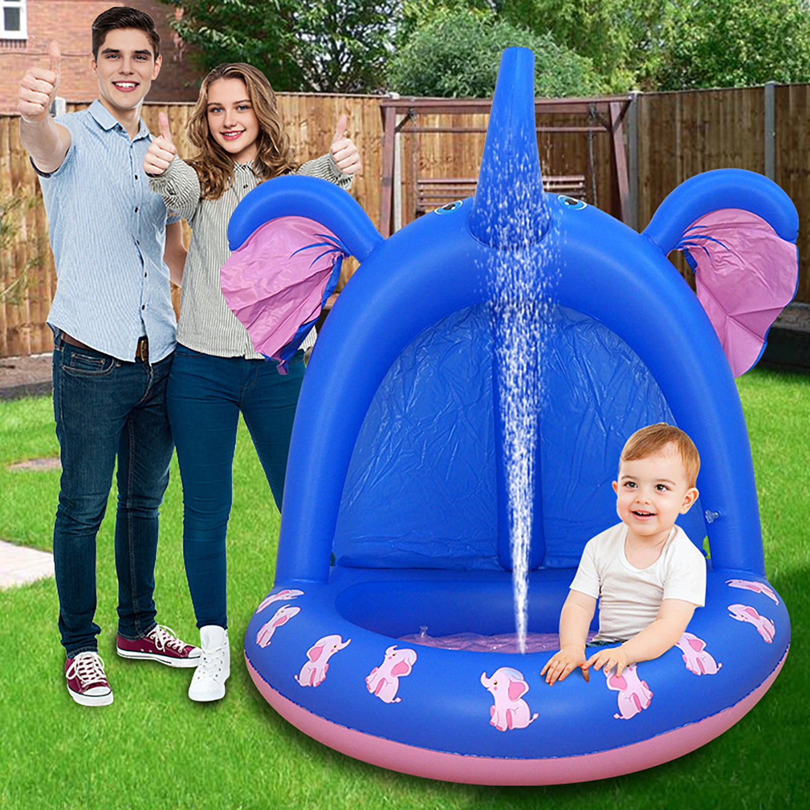Taolixe Baby Pool with Sunshade Inflatable Elephant Pool with Canopy ...