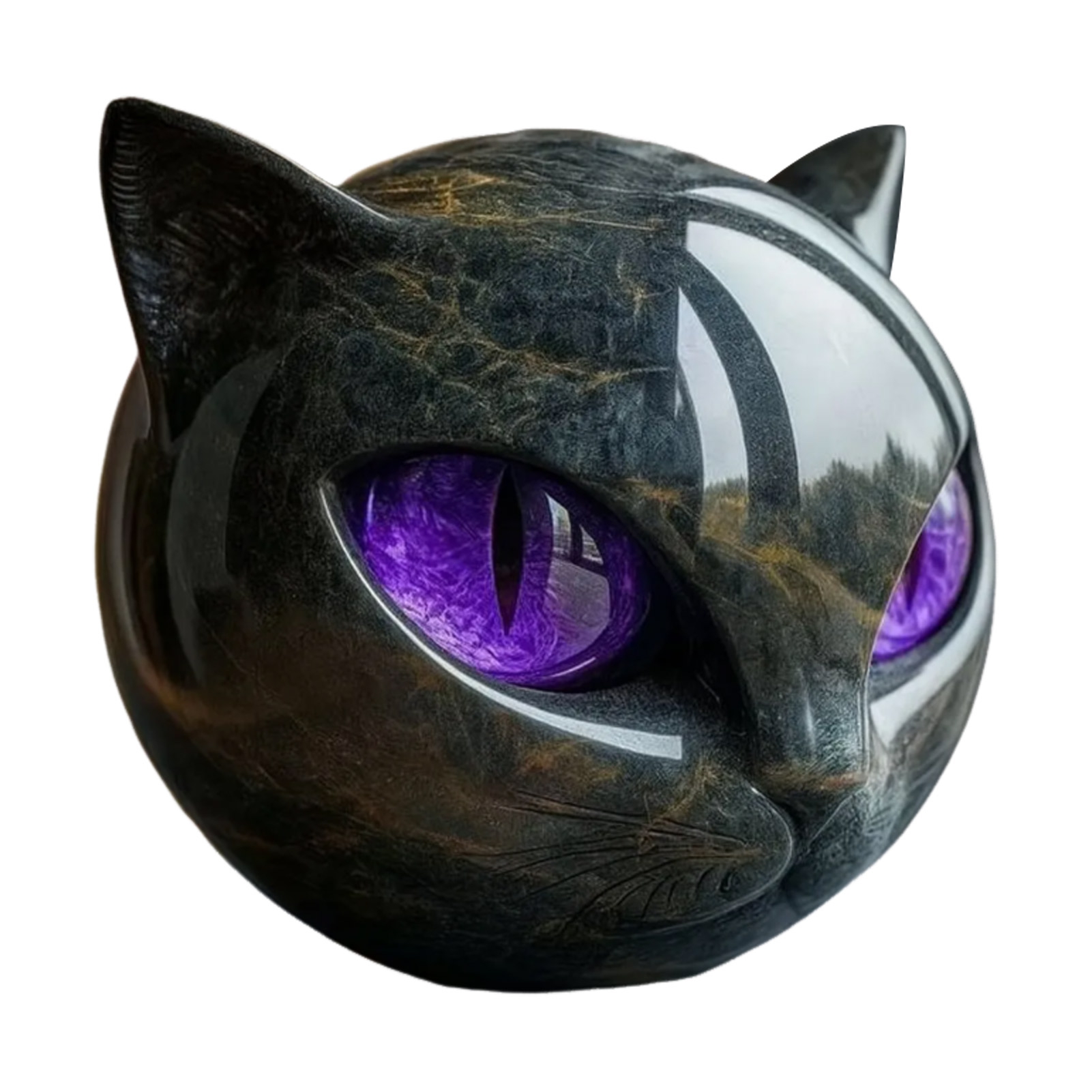 Taolixe Black Cat Stone Cat Head Sculpture Marble Texture Healing ...