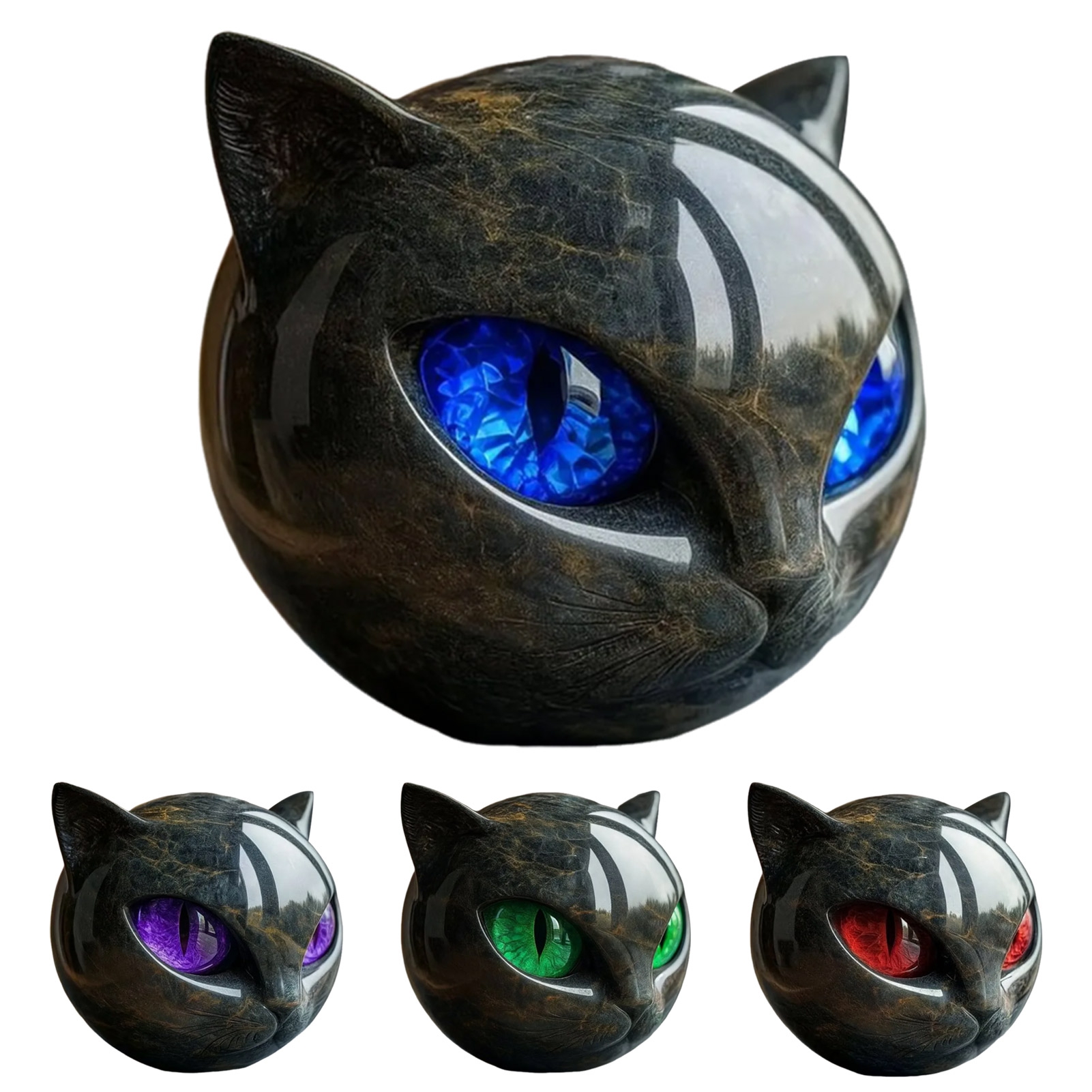 Taolixe Black Cat Stone Cat Head Sculpture Marble Texture Healing ...